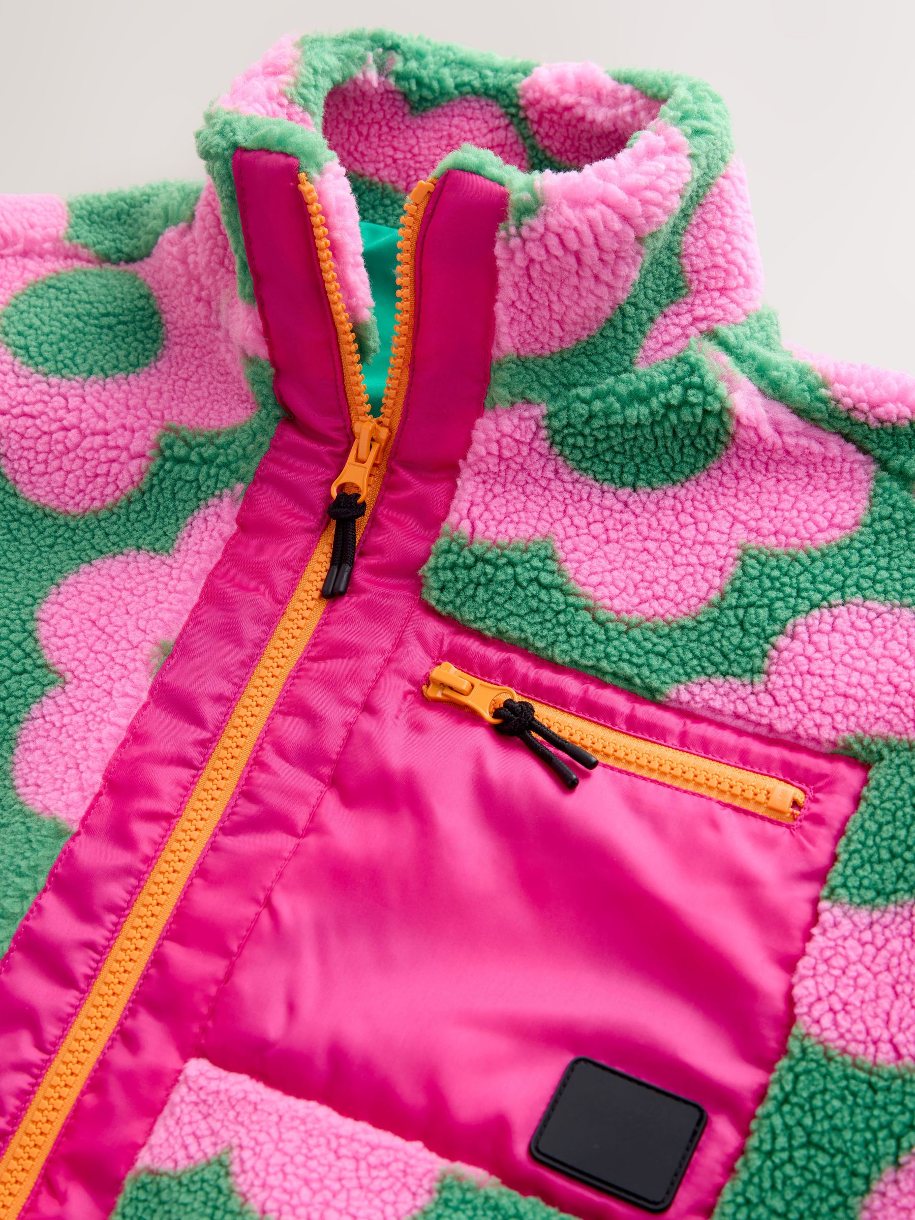 Buy Pink/Green Flower Zip Up Borg Jacket (3-16yrs) from Next USA