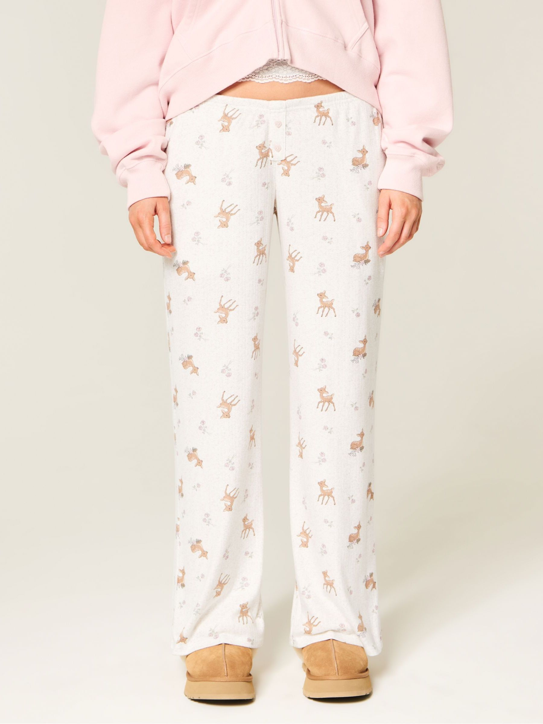Buy Hollister Light Grey Low Rise Cosy Pointelle Pyjamas Bottoms from ...