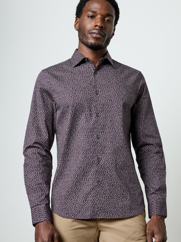 Buy Red - French Connection Cotton Floral Print Long Sleeve Button-Up ...