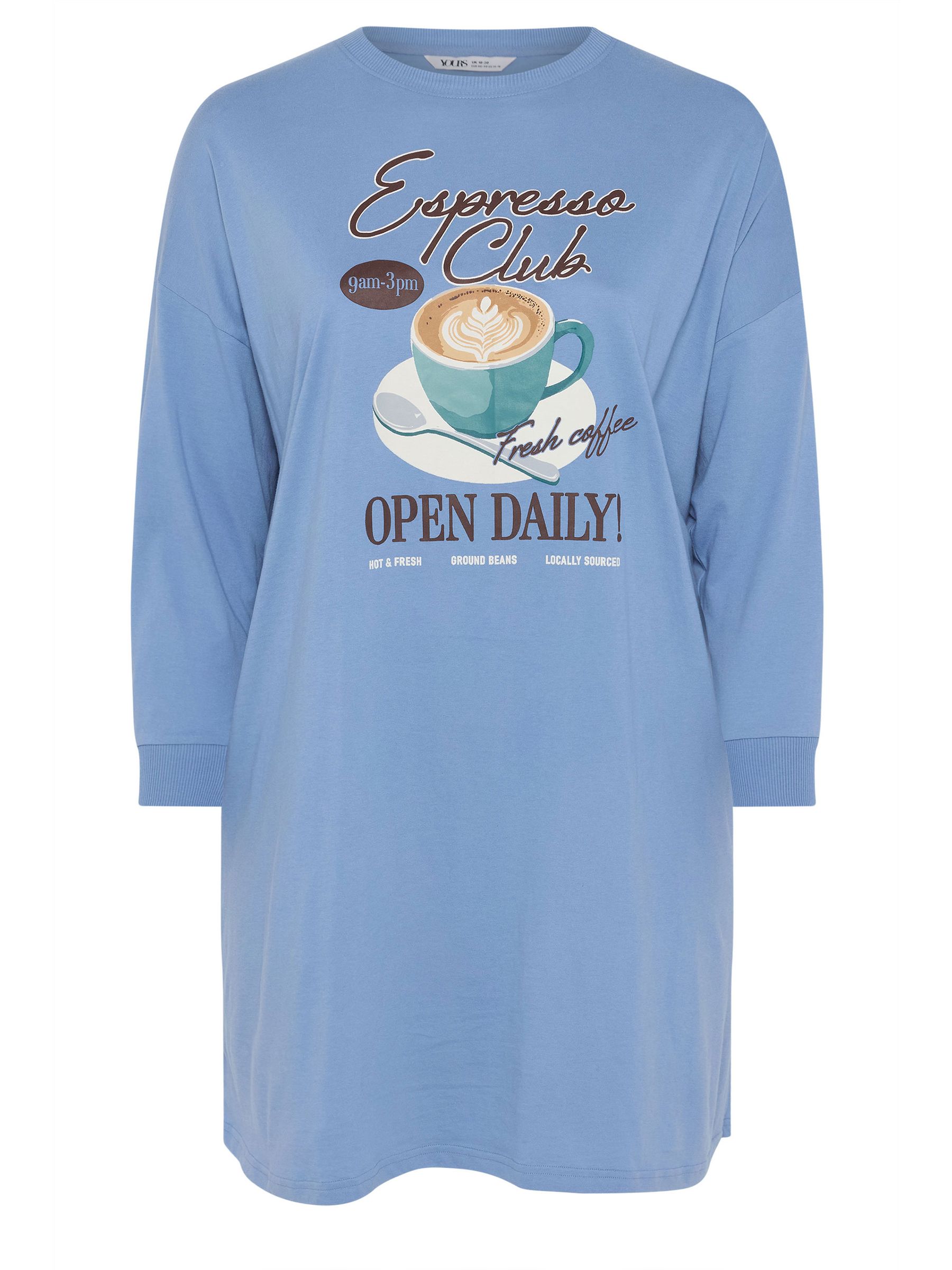 Buy Yours Curve Blue Long Sleeve Nightdress from Next USA