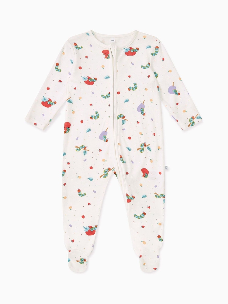 Buy MORI Cream Supersoft Very Hungry Caterpillar Two Way Zip Sleepsuit ...