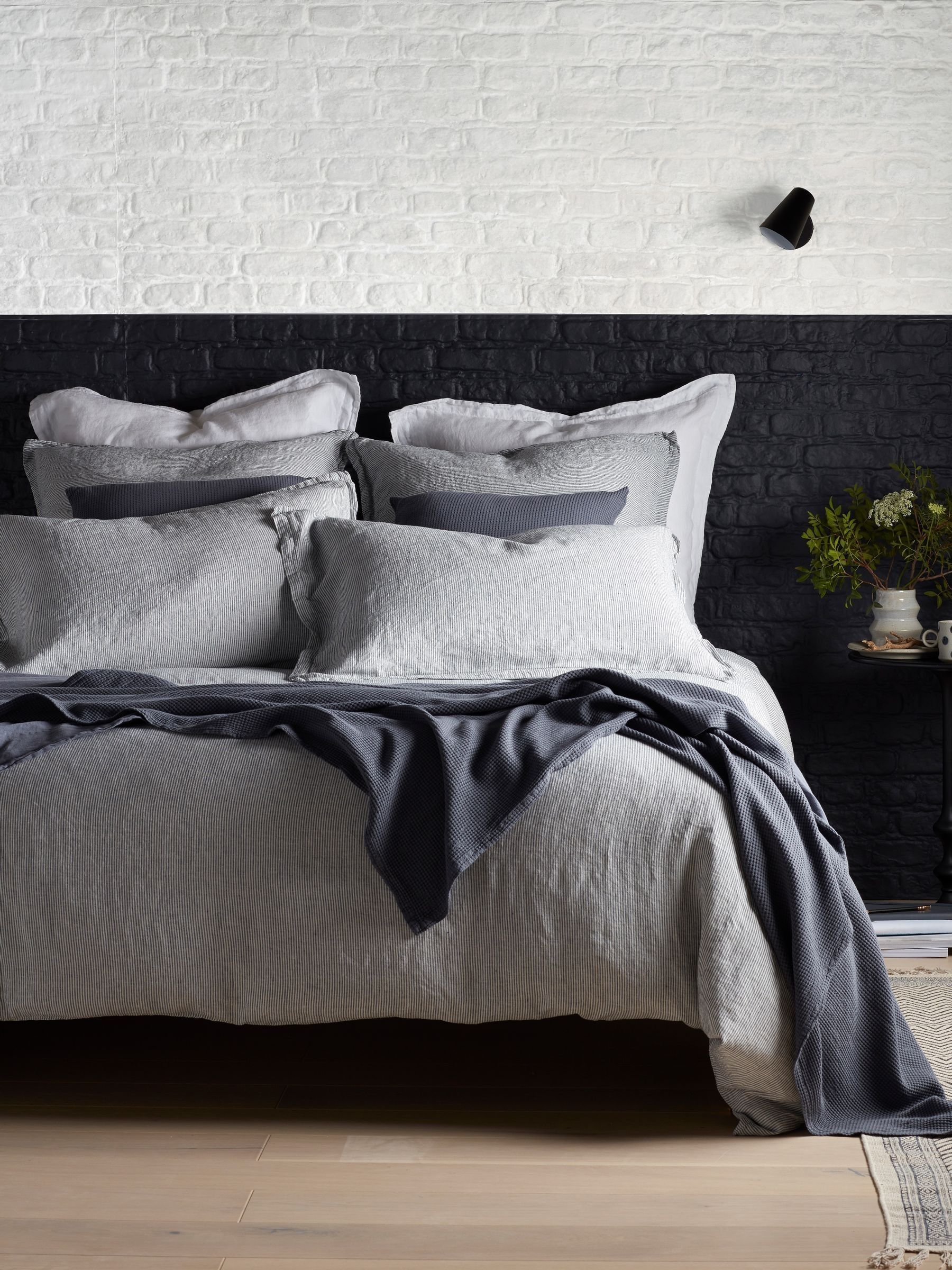 Buy Secret Linen Store French Blue Sid Stripe 100% Linen Fitted Sheet from the Next UK online shop