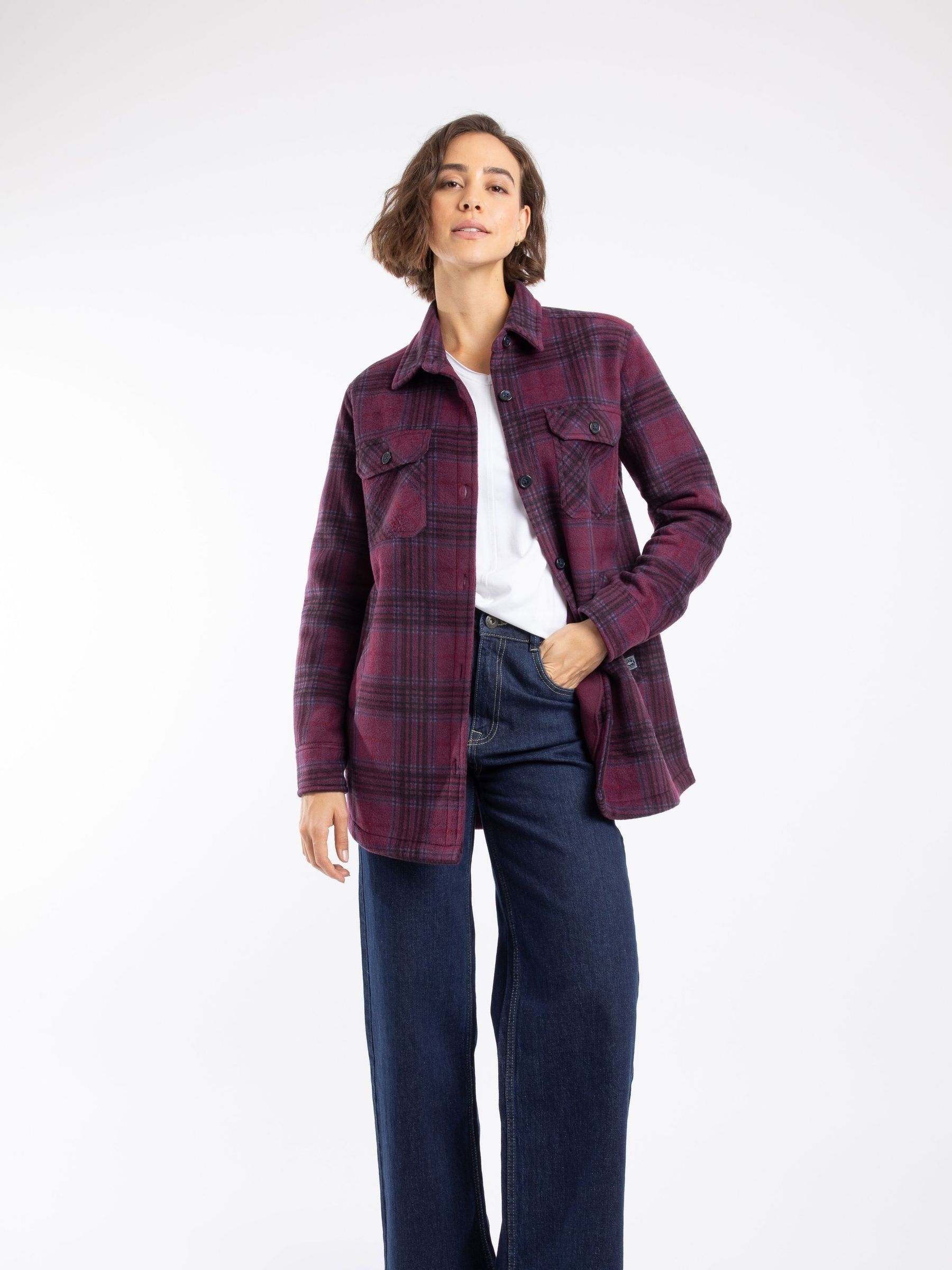 Buy Weird Fish Purple Autumn Check Fleece Shacket from Next Slovakia