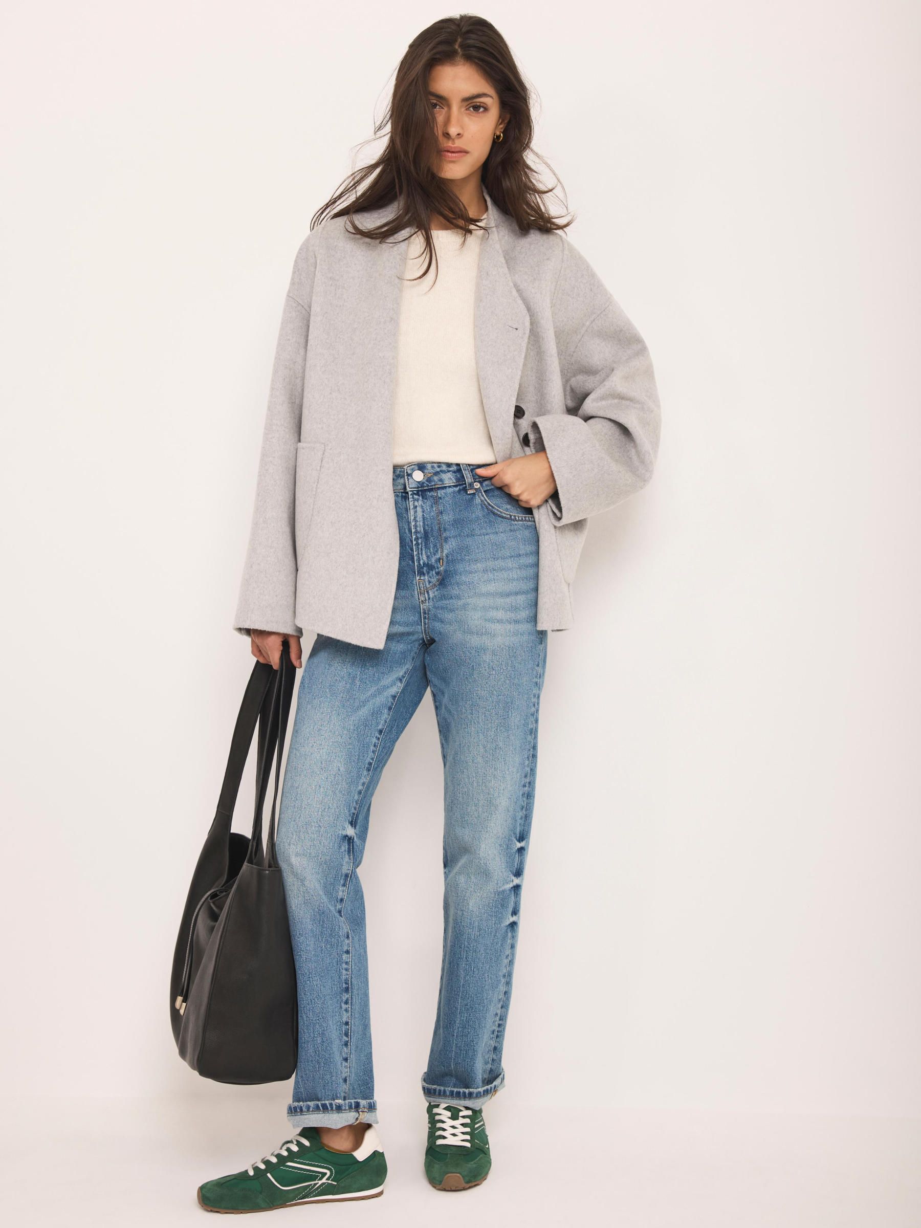 Buy Mint Velvet Grey Wool Blend Hand Finished Button Detail Jacket from ...