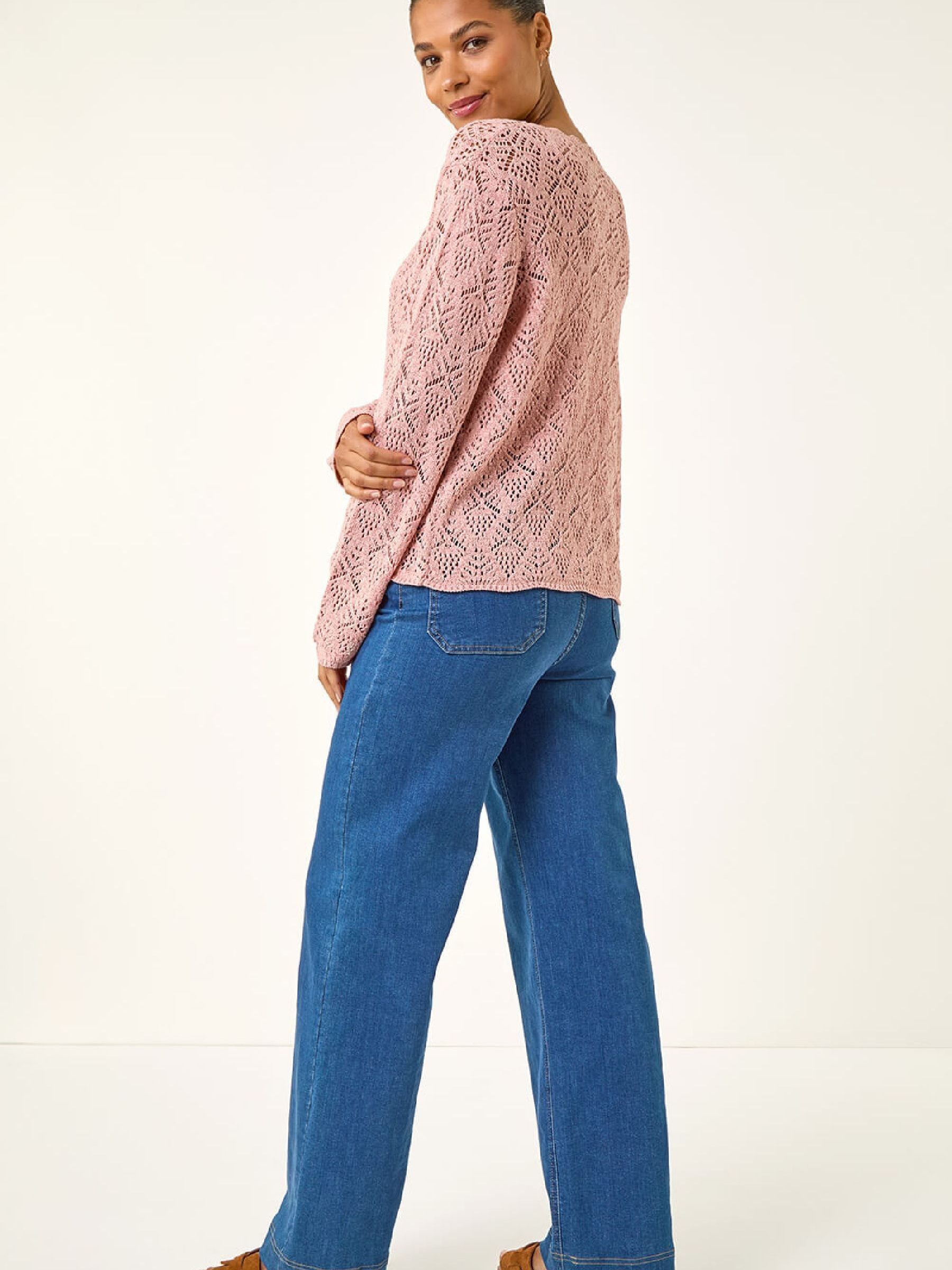 Buy Roman Pink Pointelle Knit Jumper from the Next UK online shop