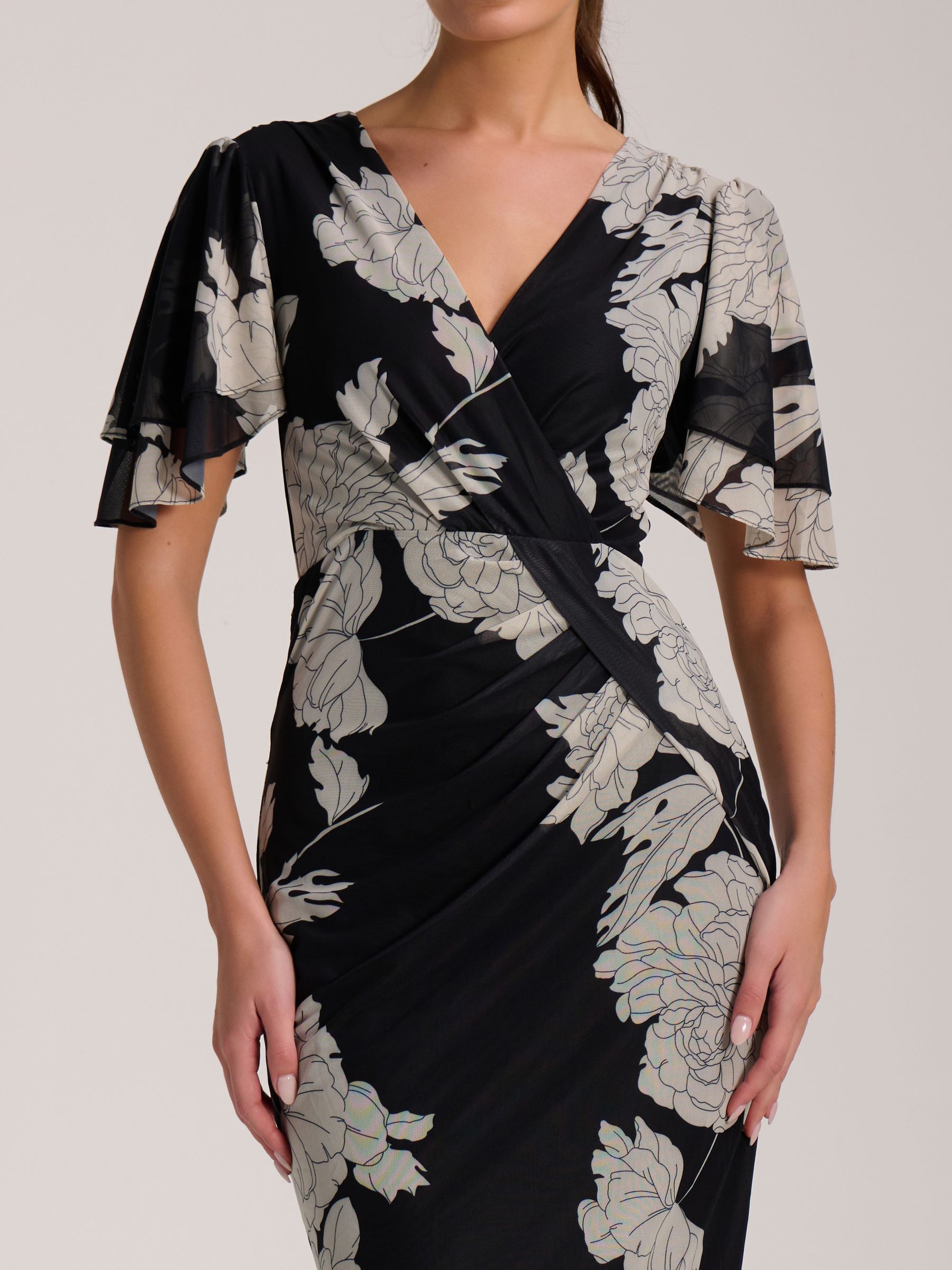 Buy Jolie Moi Natural Angel Sleeve Ruched Mesh Bodycon Dress from Next ...