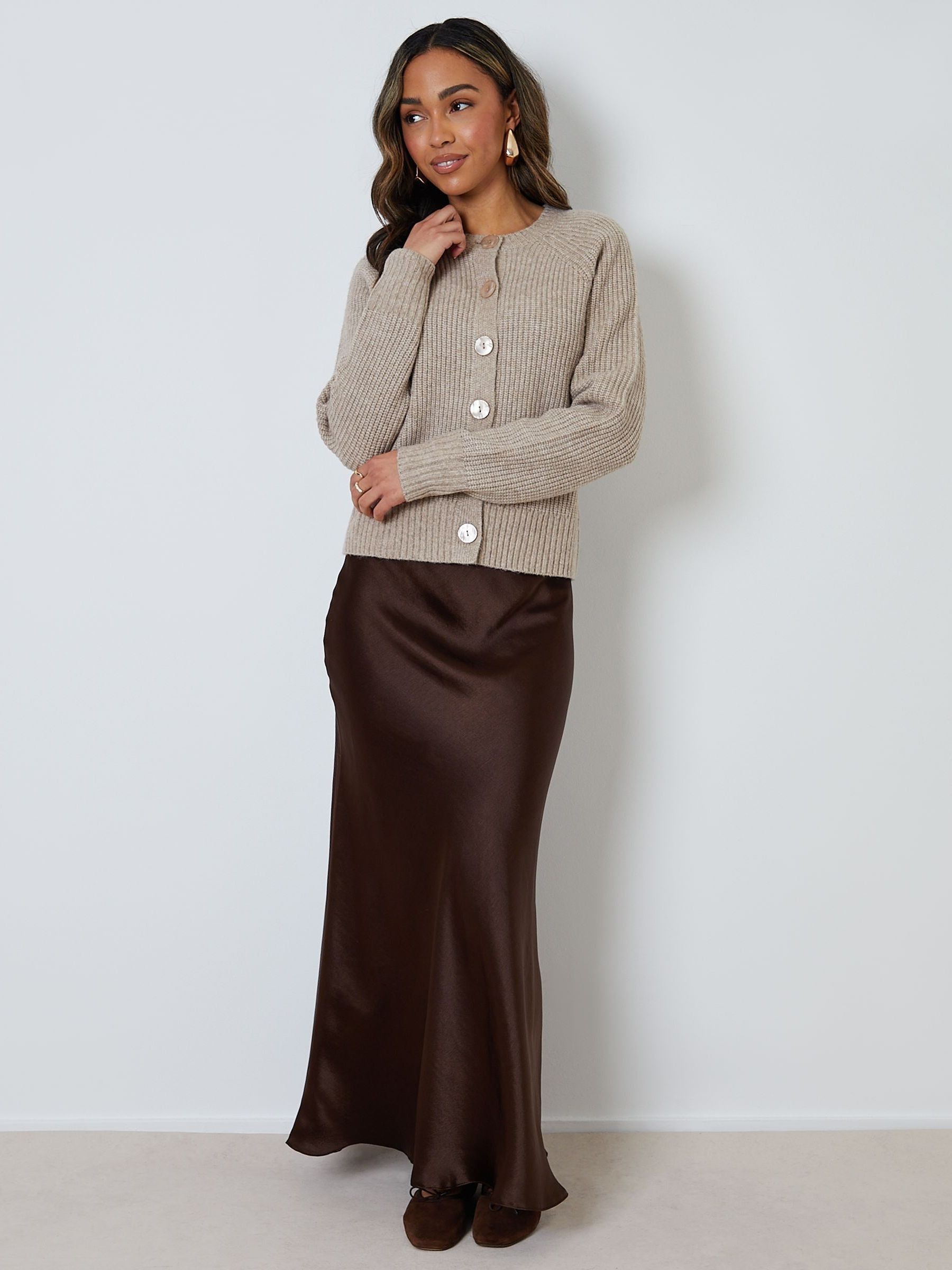 Buy Threadbare Light Brown Chunky Knit Button Up Cardigan from the Next ...