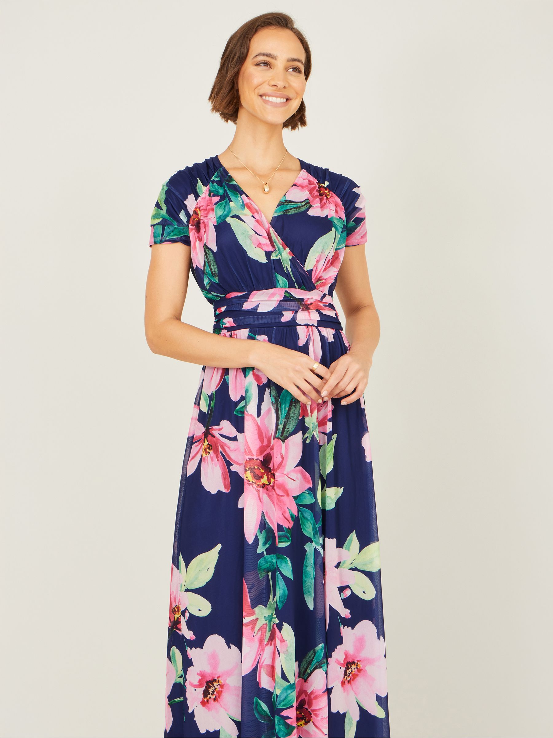 Buy Yumi Blue Mesh Floral Maxi Dress from Next Ireland