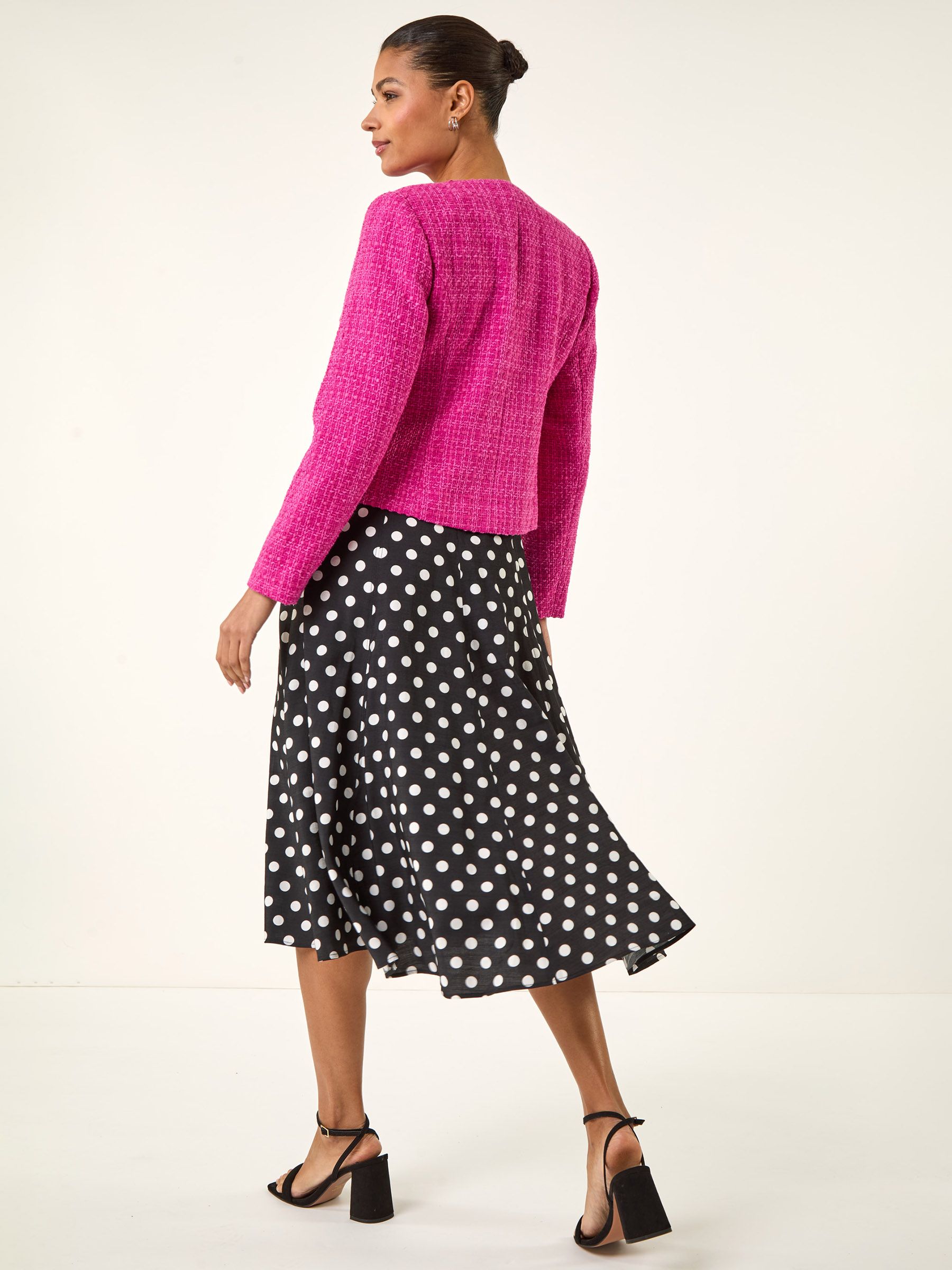 Buy Roman Pink Collarless Buttoned Boucle Jacket from the Next UK ...