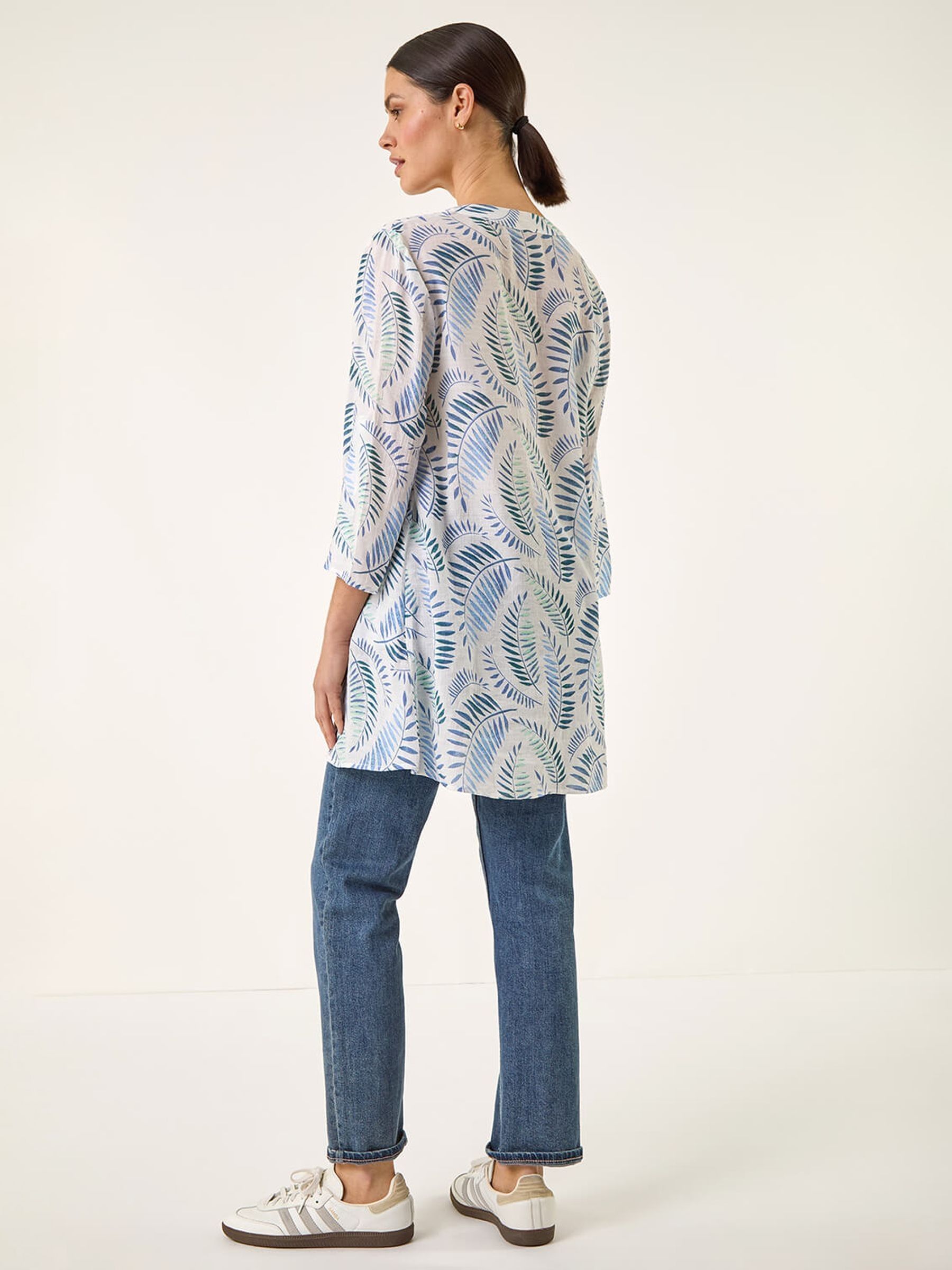 Buy Roman Blue Leaf Print Wrap Hem Tunic Top from the Next UK online shop