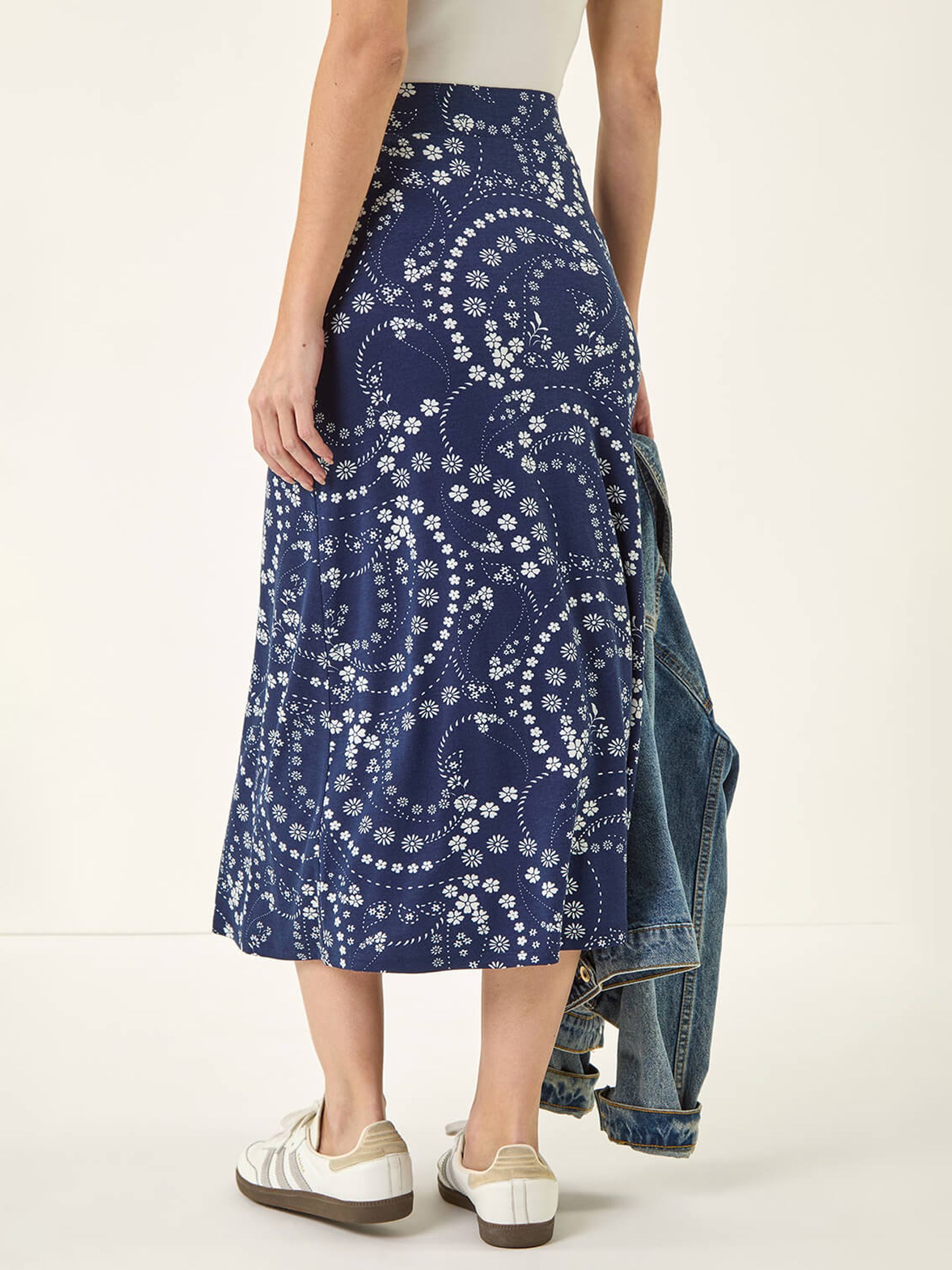 Buy Roman Blue Paisley Daisy Print Stretch Skirt from the Next UK ...