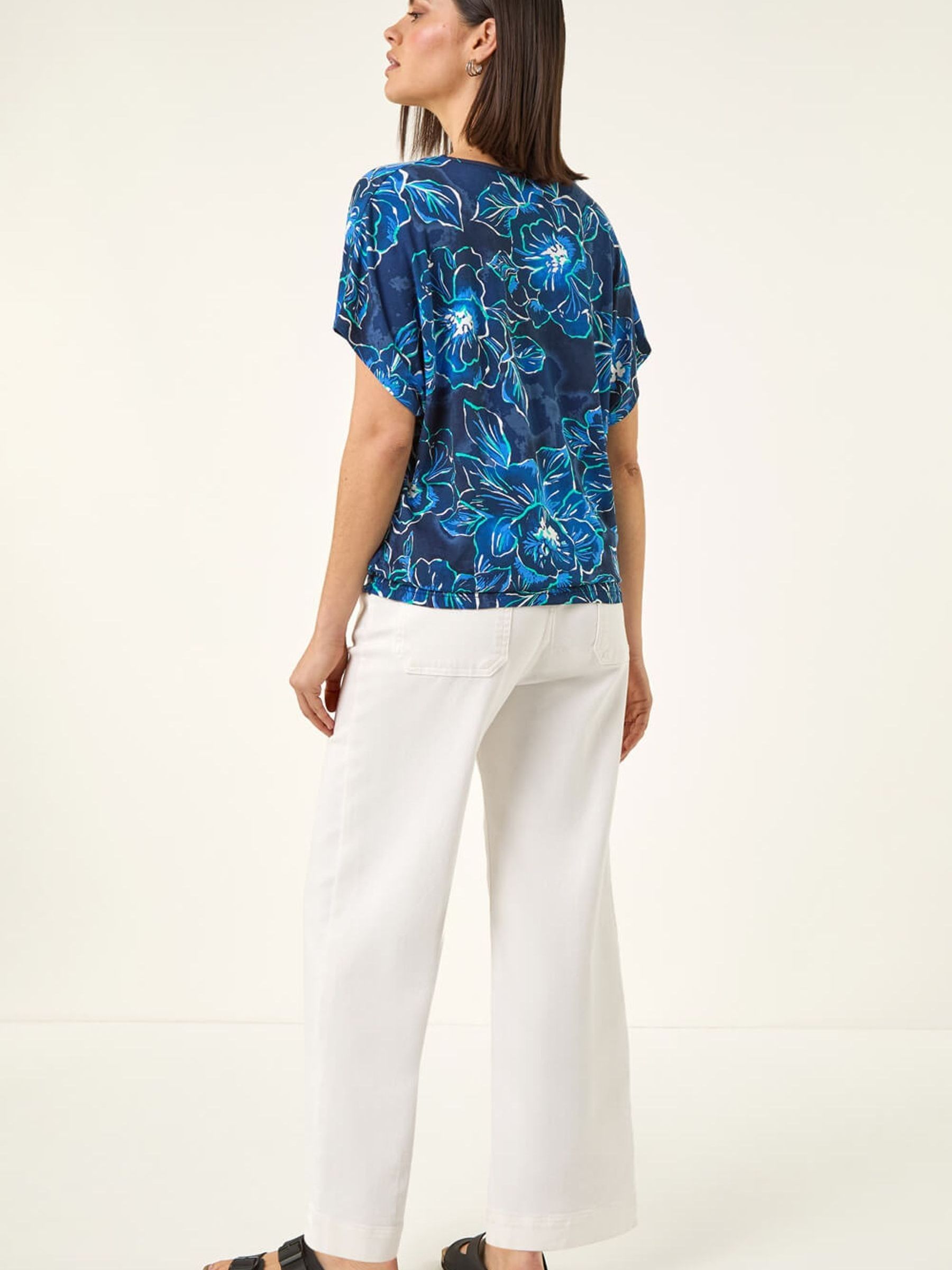 Buy Roman Blue Floral Print V-Neck Blouses from the Next UK online shop