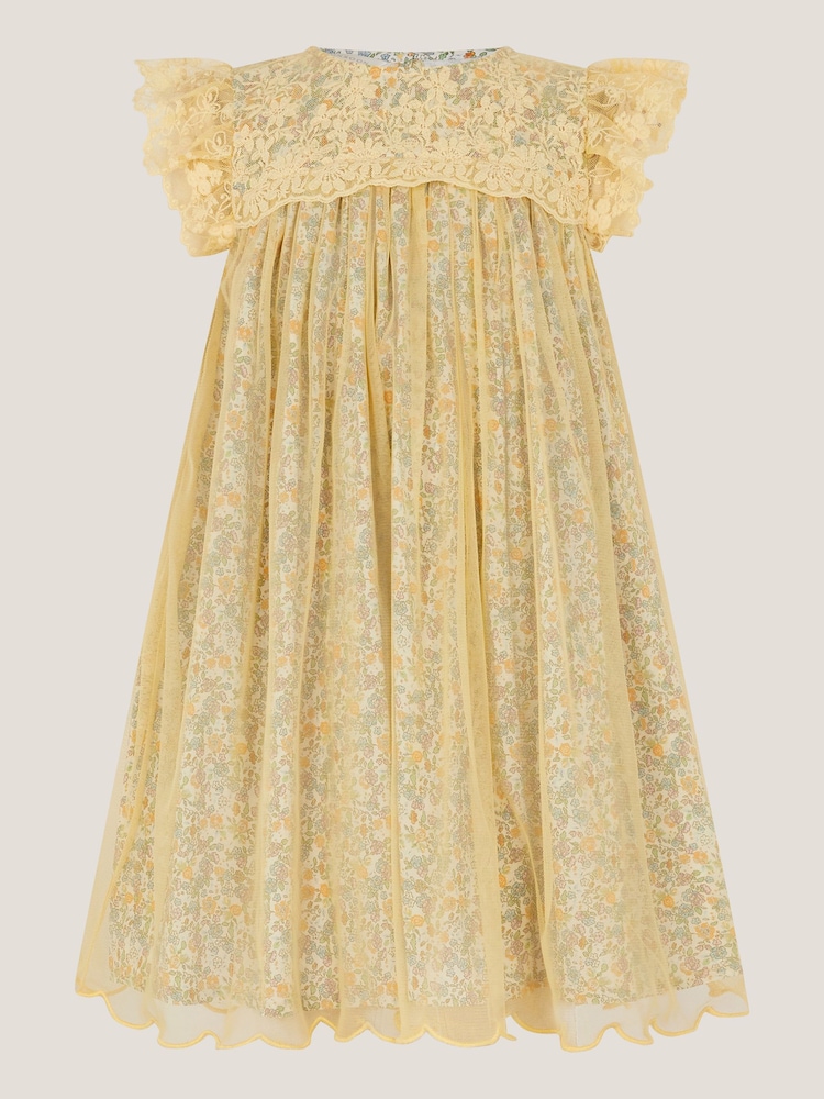 Buy Monsoon Yellow Darcie Ditsy Floral Mesh Dress from the Next UK ...