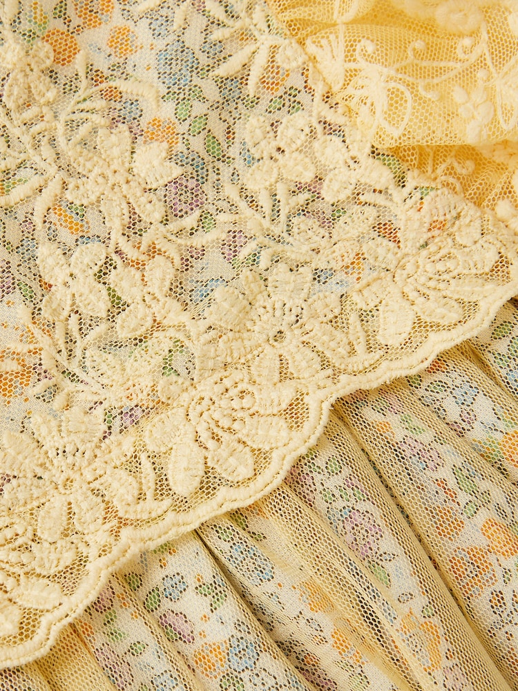 Buy Monsoon Yellow Darcie Ditsy Floral Mesh Dress from the Next UK ...