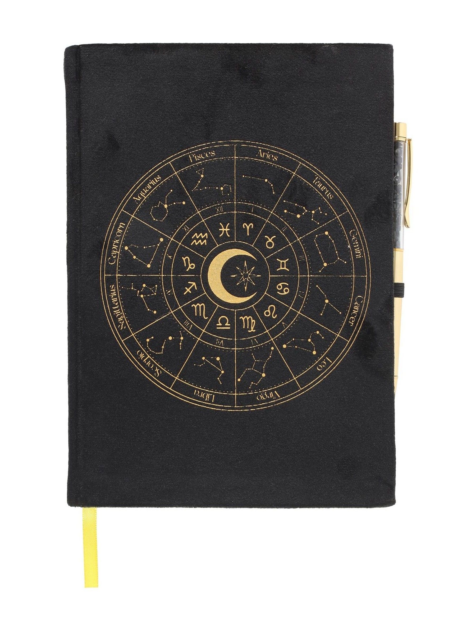 Buy Something Different Black Astrology Wheel Journal with Obsidian Pen ...