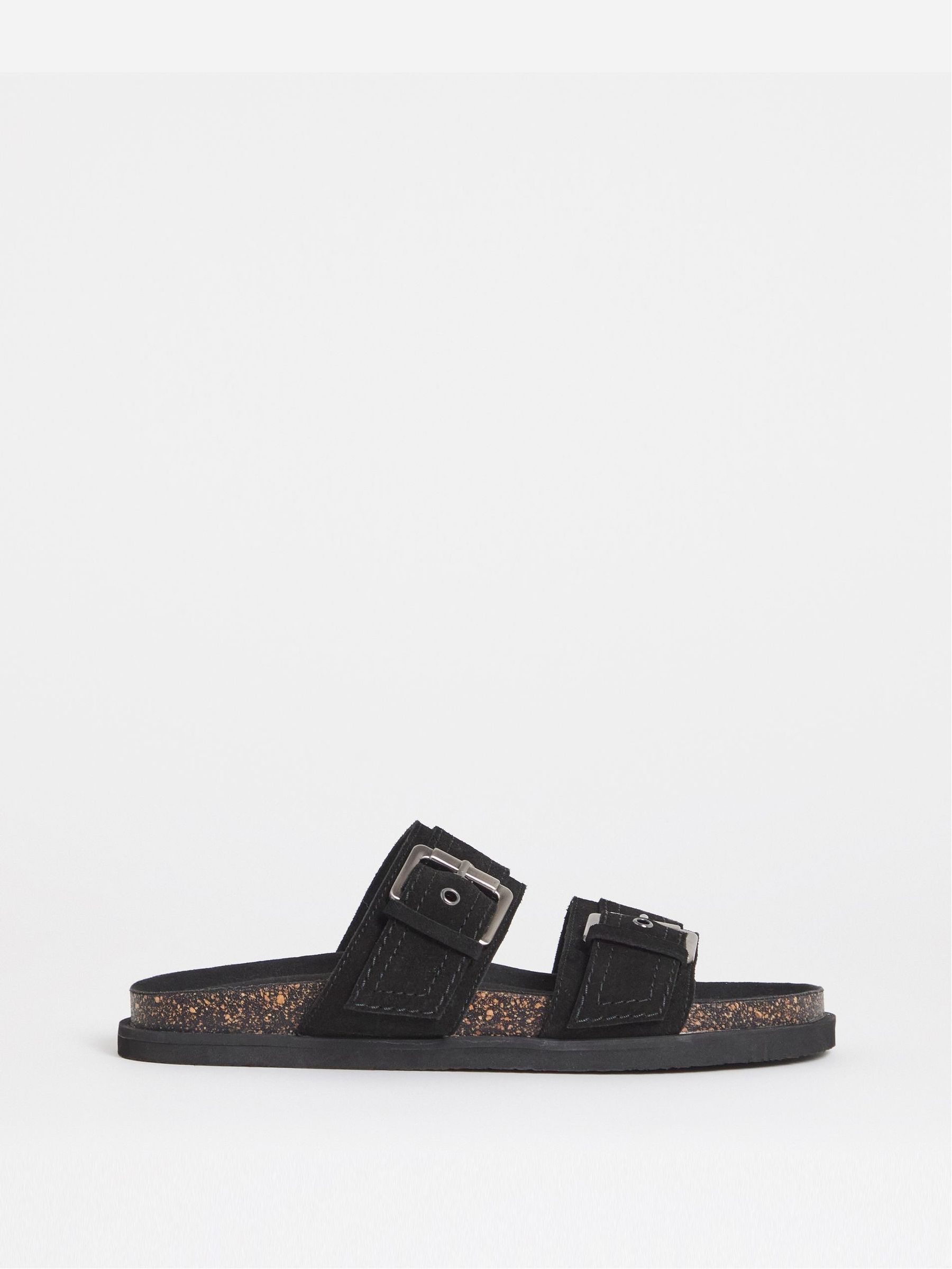 Buy Simply Be Black Extra Wide Fit Suede Two Strap Buckle Mules from ...
