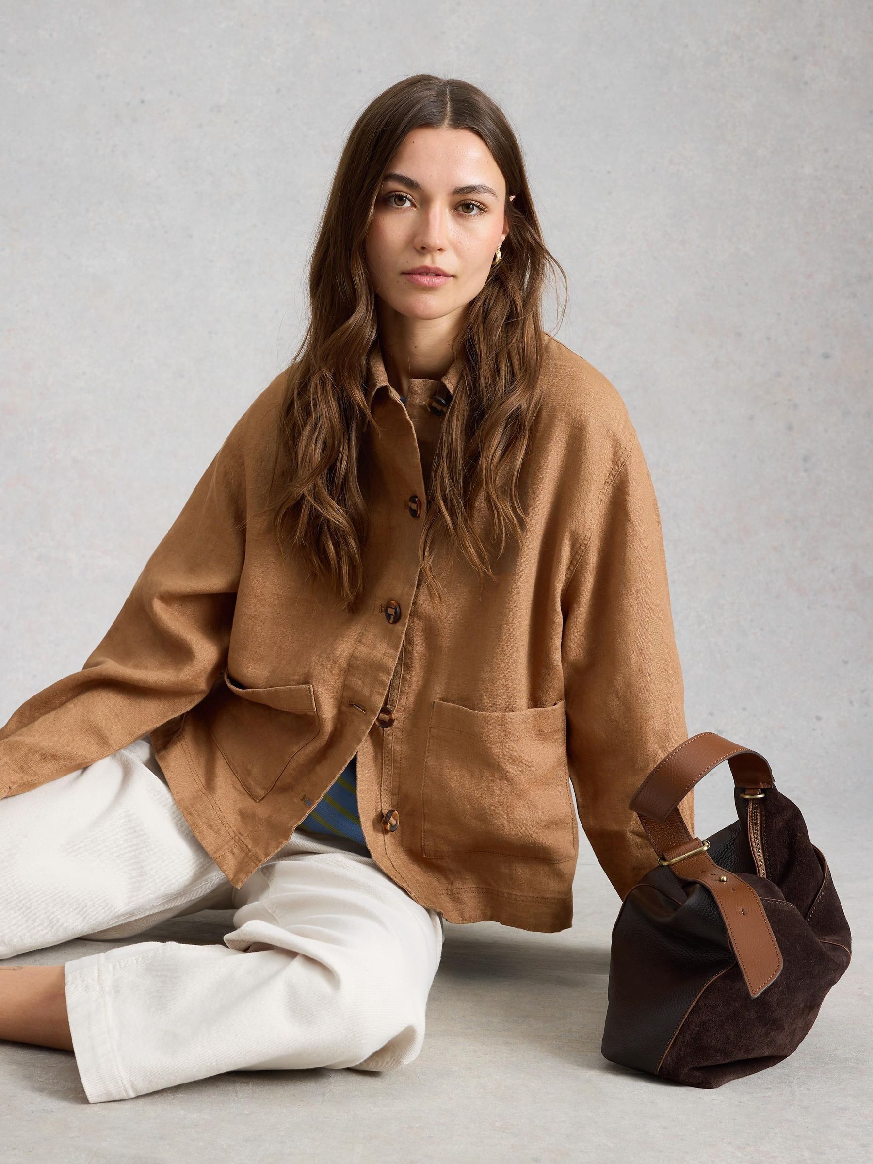 Buy White Stuff Brown Isabel Linen Jacket from the Next UK online shop