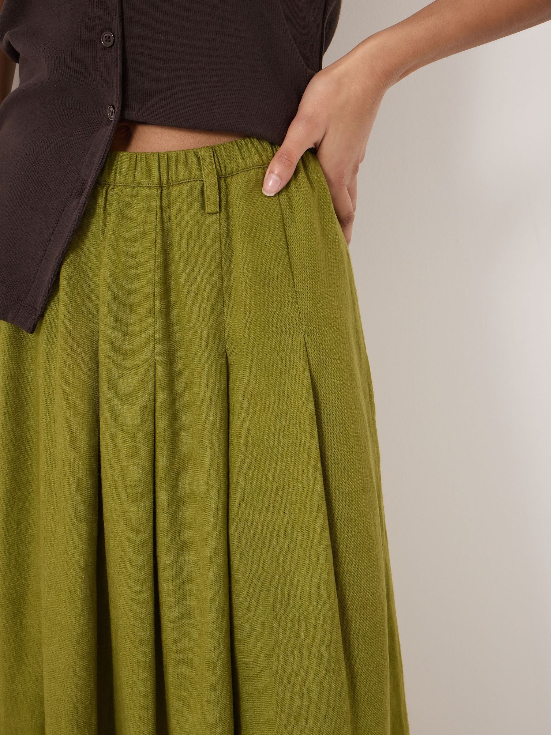 Buy Green - Hush Ivy Pleated Linen Blend Midi Skirt from Next Czech ...