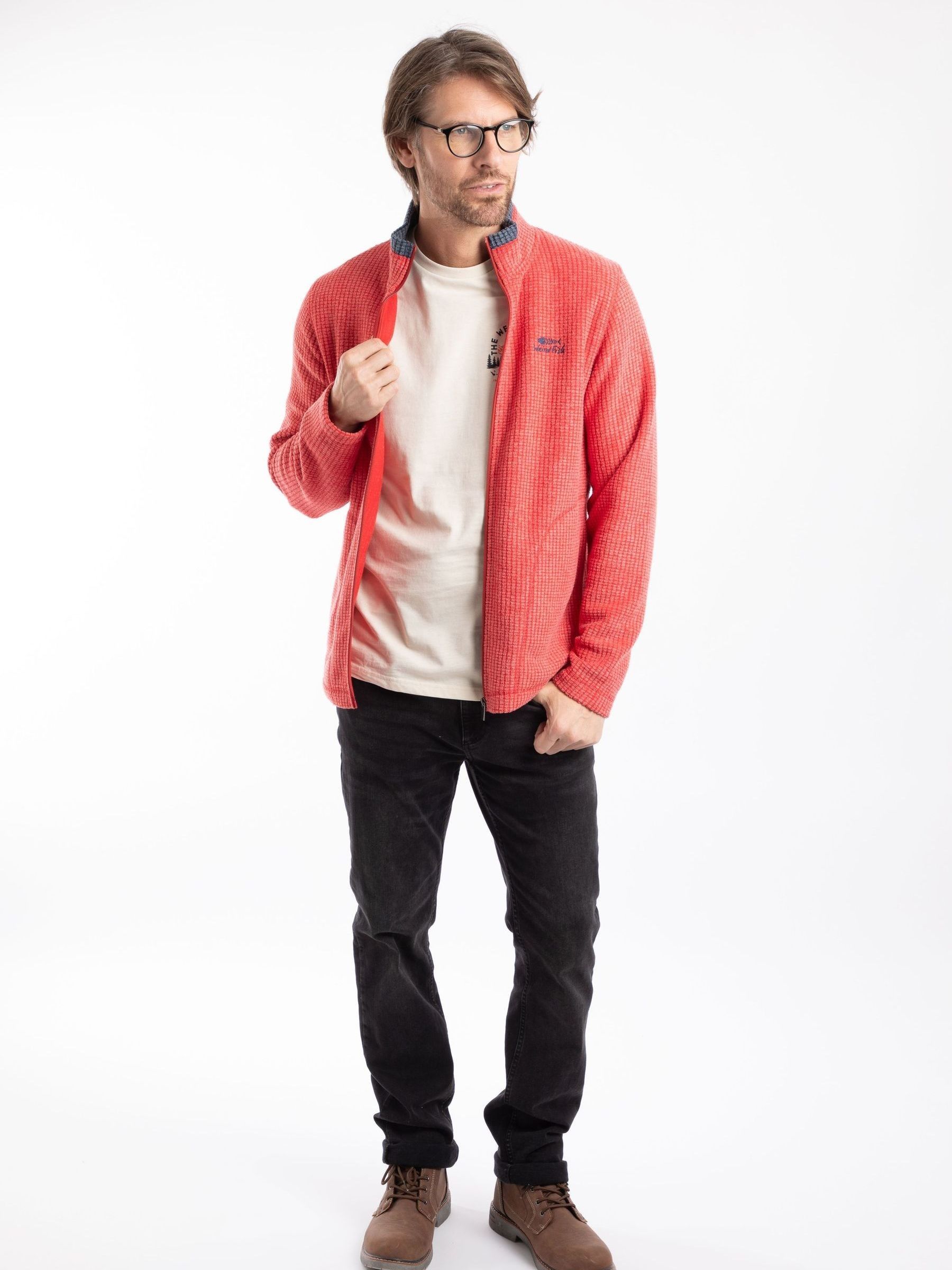 Buy Weird Fish Red Shires Full Zip Grid Fleece from the Next UK online shop