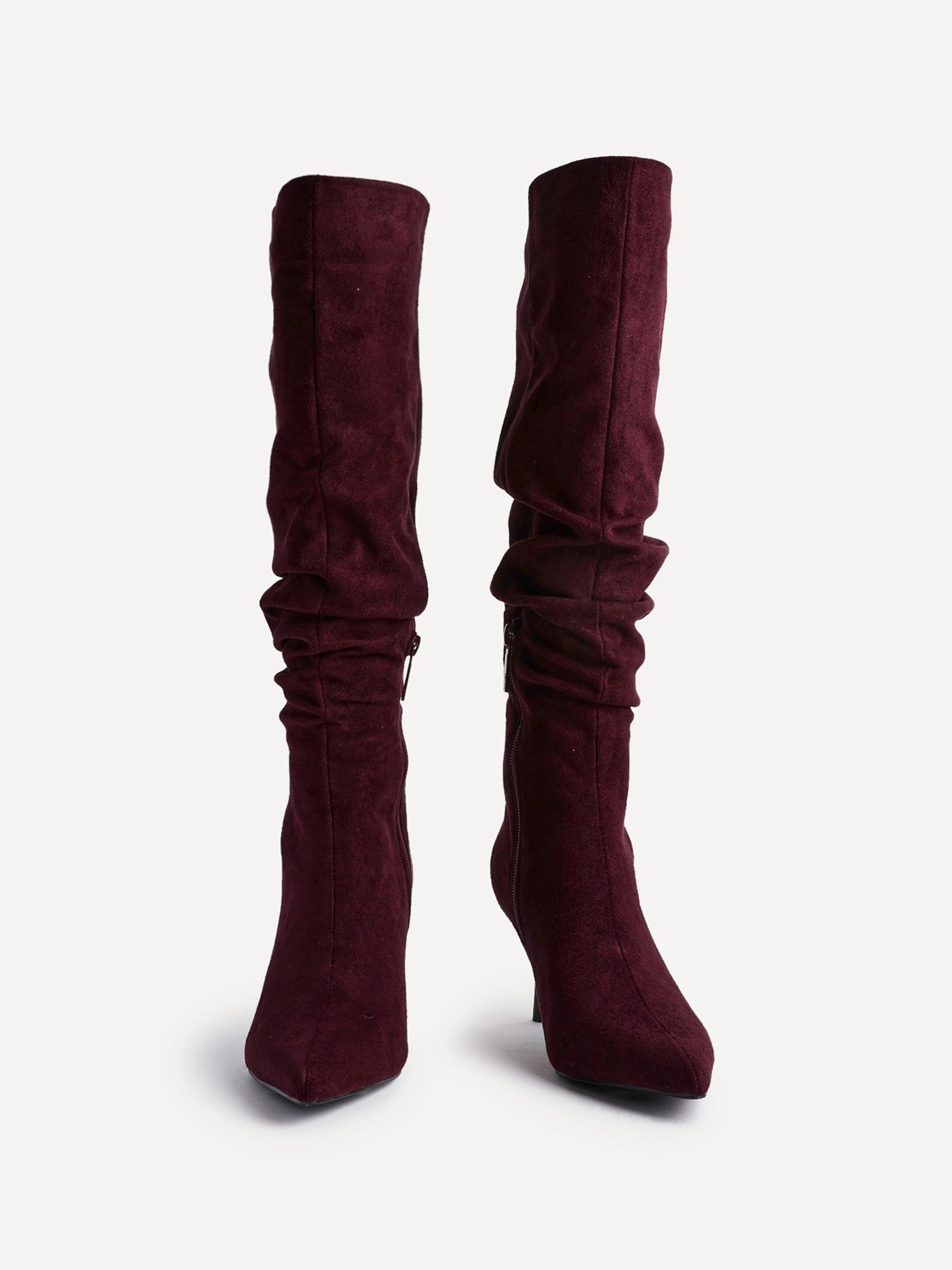 Buy Linzi Red Rosenna Ruched High Leg Heeled Boots from the Next UK ...