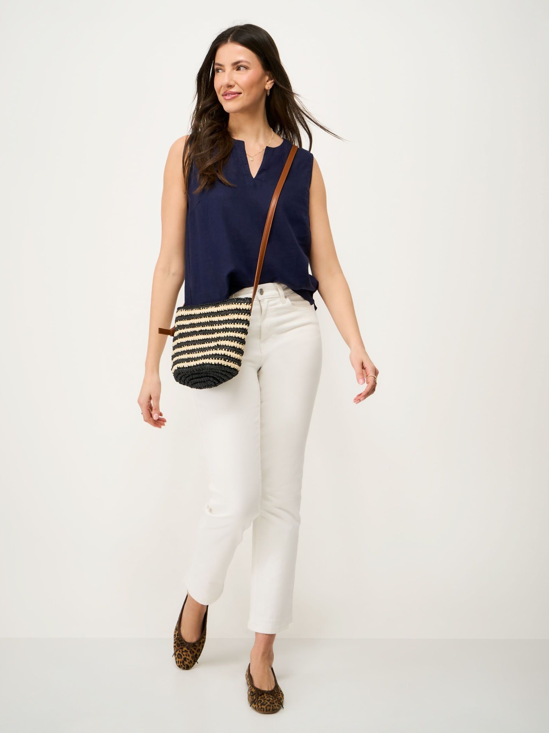 Buy Crew Clothing Blue Shelley Linen-Blend Shell Top from the Next UK ...