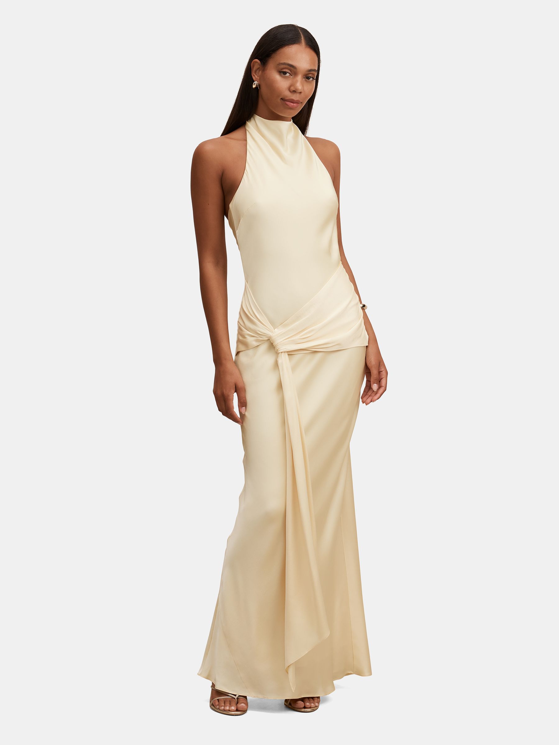 Buy Forever New Yellow Abby Halter Neck Satin Maxi Dress from the Next ...