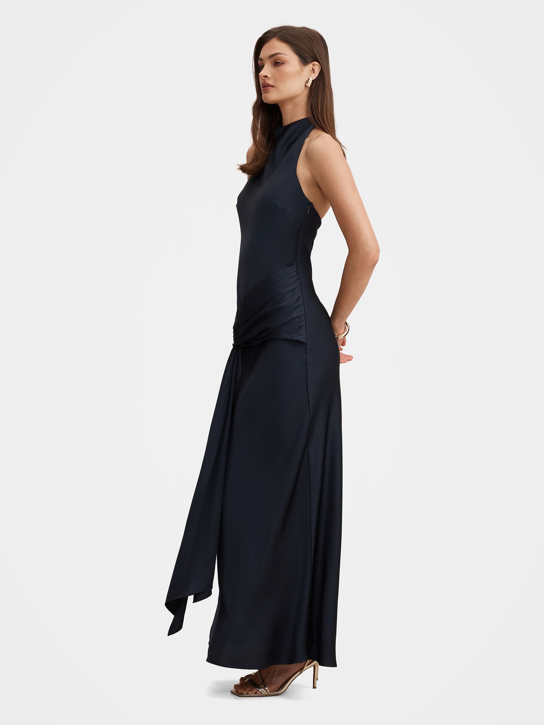 Buy Forever New Blue Abby Halter Neck Satin Maxi Dress from the Next UK ...