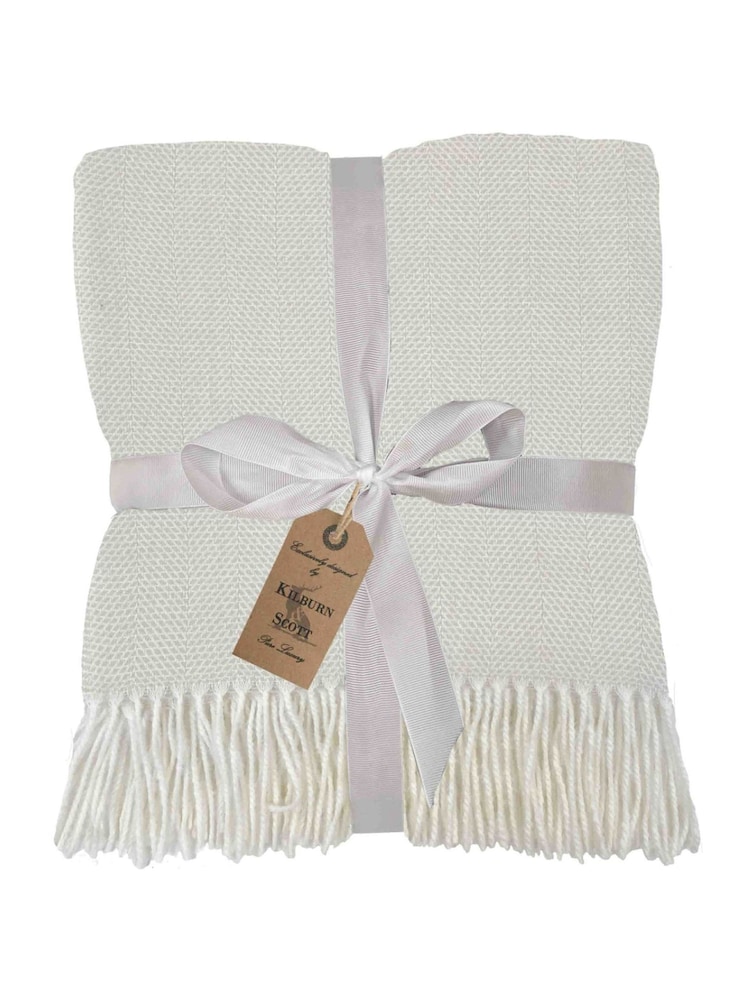 Buy Gallery Home Cream Earth Herringbone Throw with Tassels 1300x1700mm ...