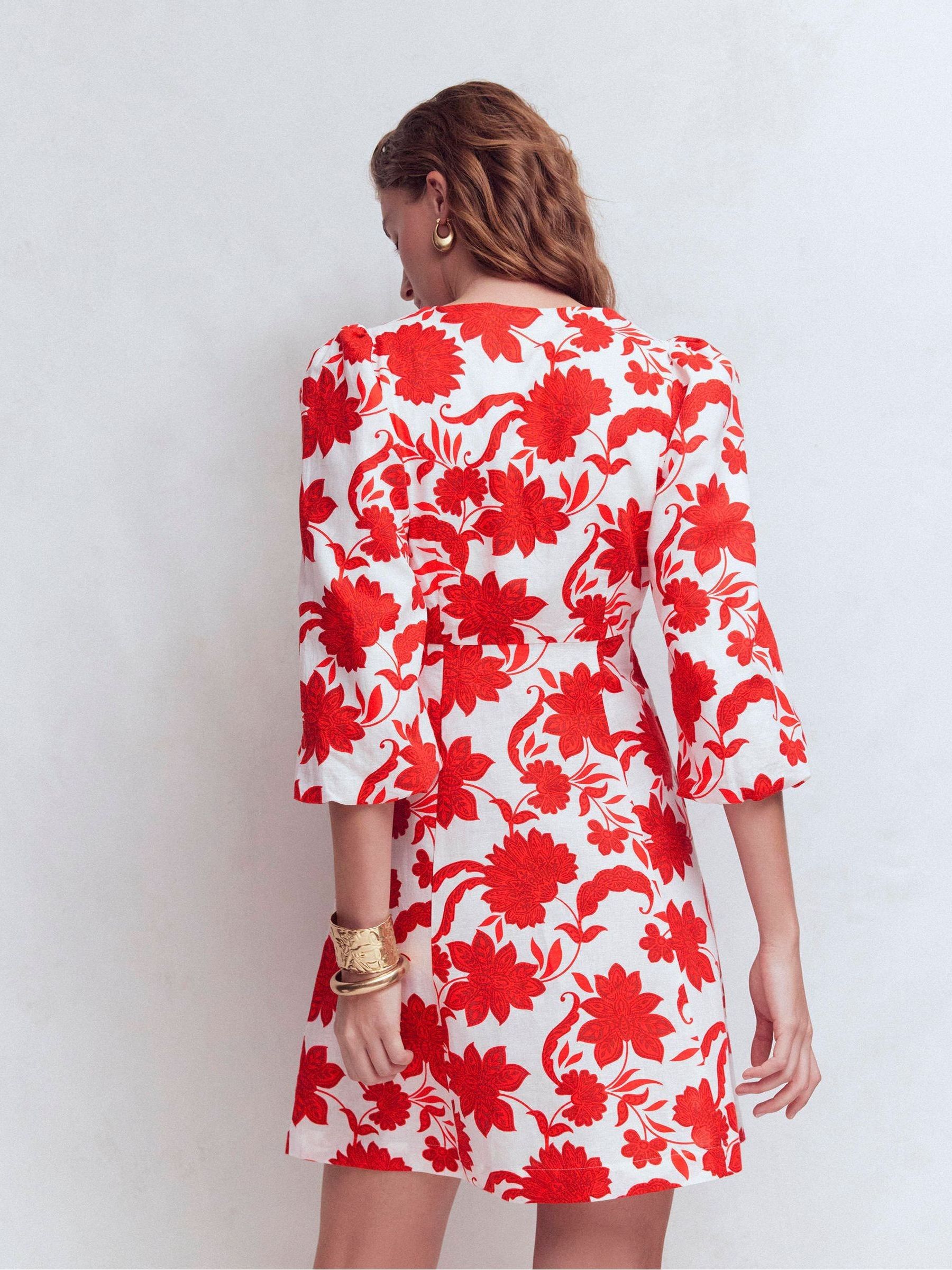 Buy Boden Red Marla Linen Blend Short Dress from the Next UK online shop