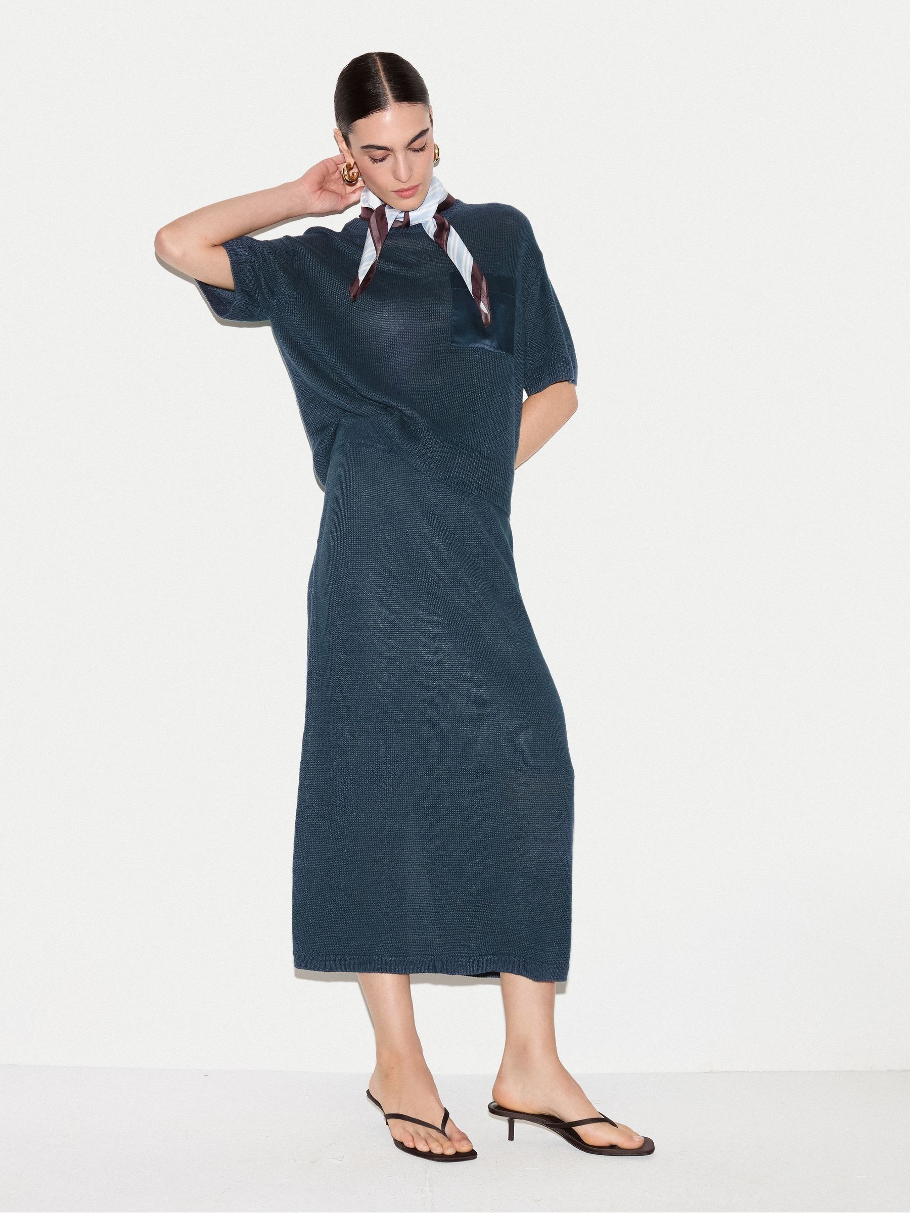 Buy Jigsaw Blue Linen Silk Pocket Skirt from the Next UK online shop