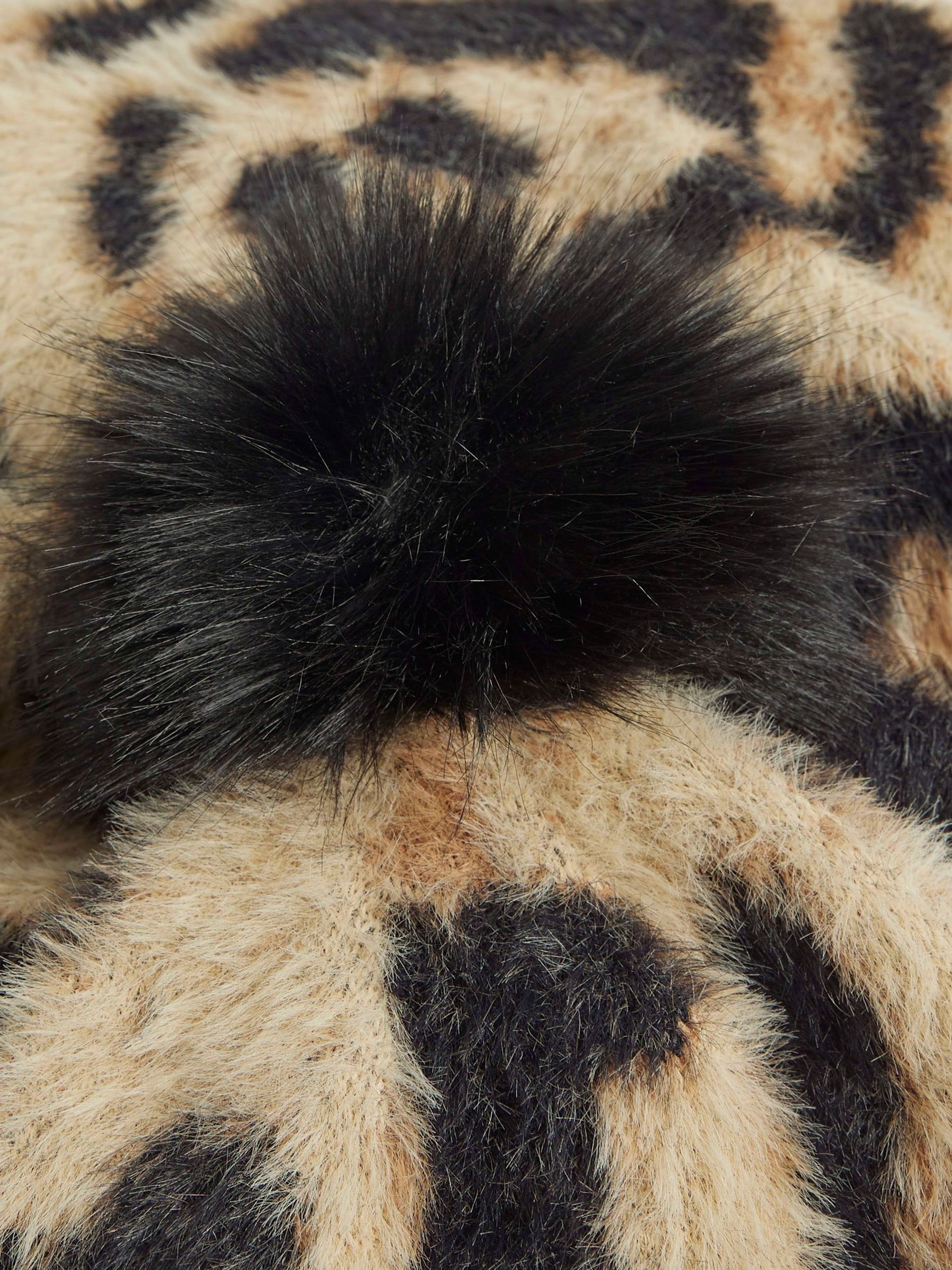 Buy River Island Brown Leopard Print Fluffy Hat,Gloves & scarves set ...