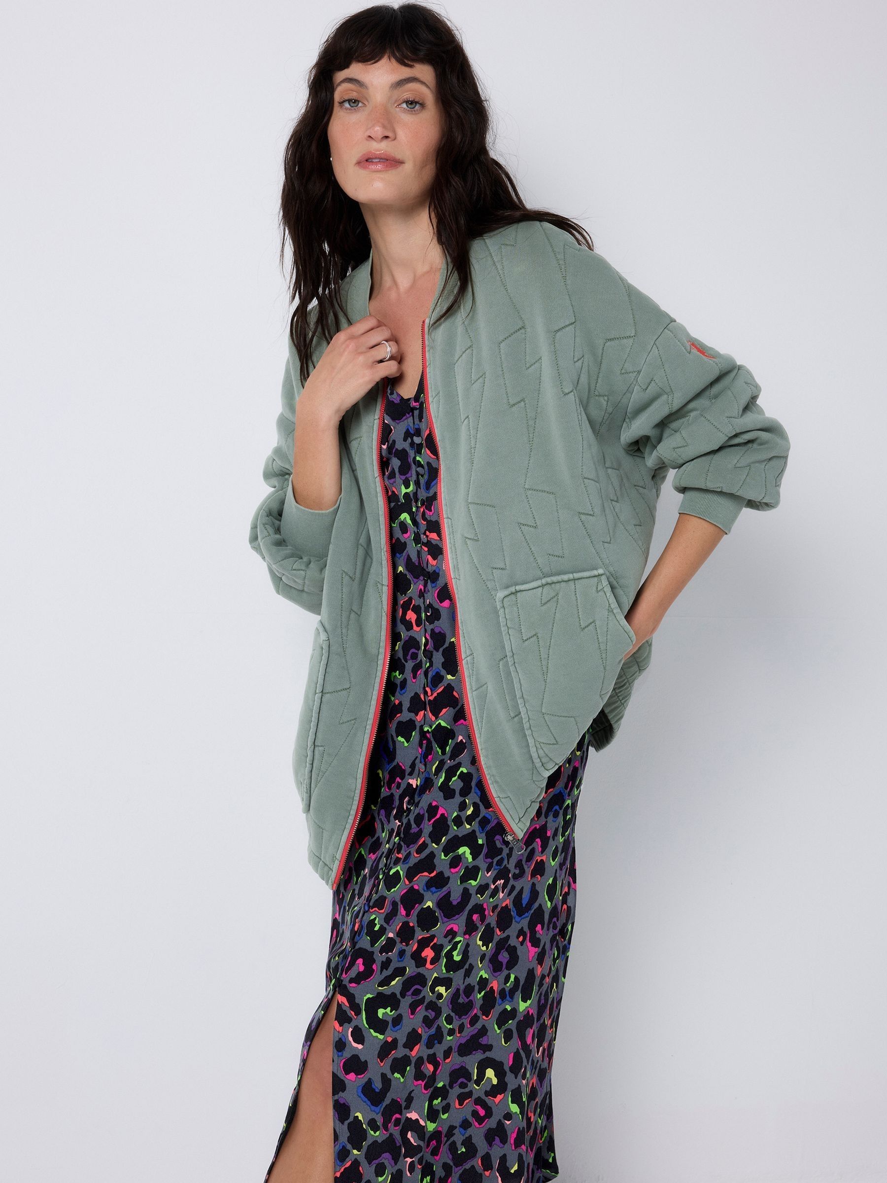 Buy SCAMP & DUDE Green Quilted Bolt Bomber Jacket from the Next UK ...