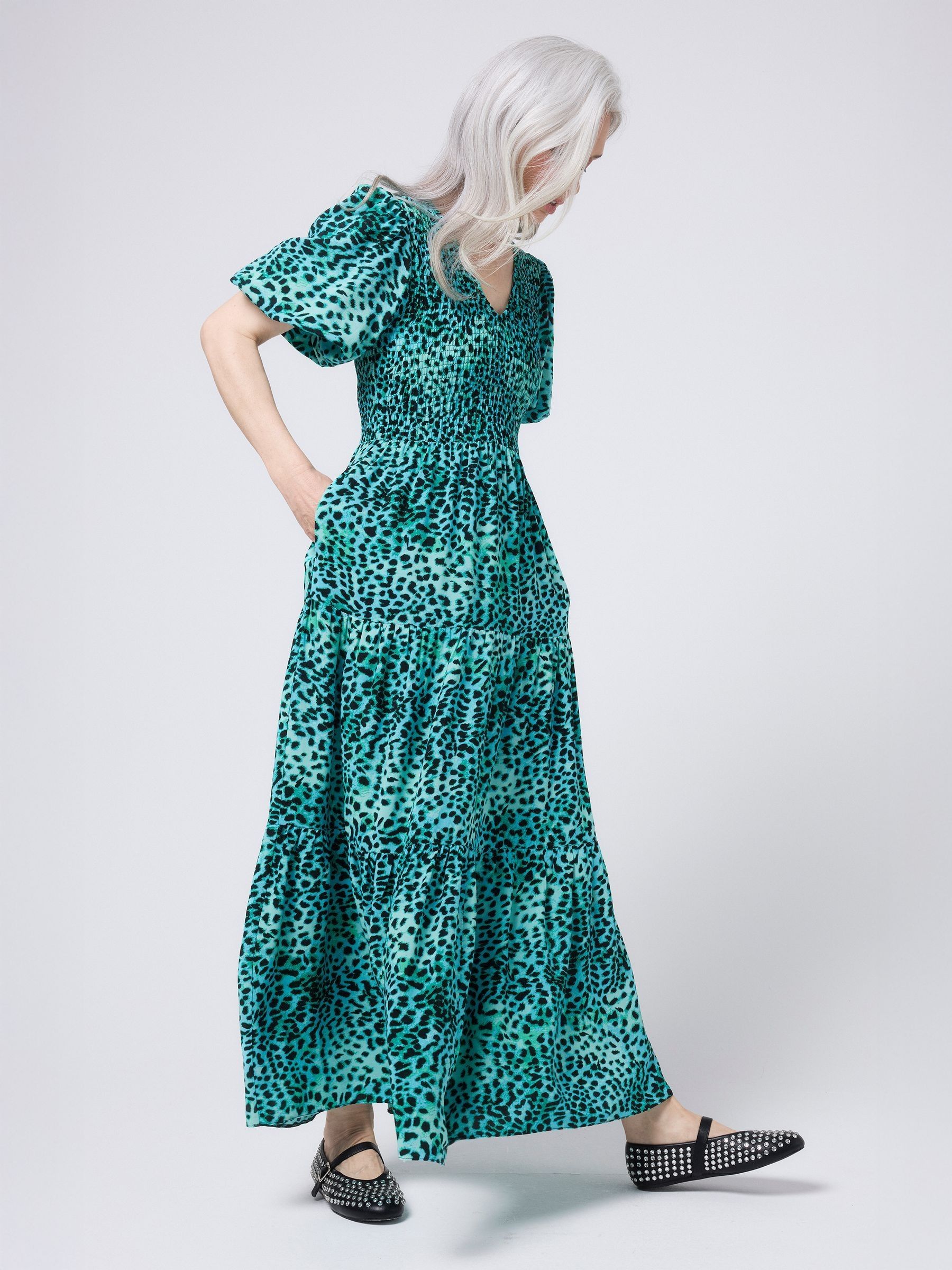 Buy SCAMP & DUDE Blue Puff Sleeve Maxi Dress with Leopard from the Next ...