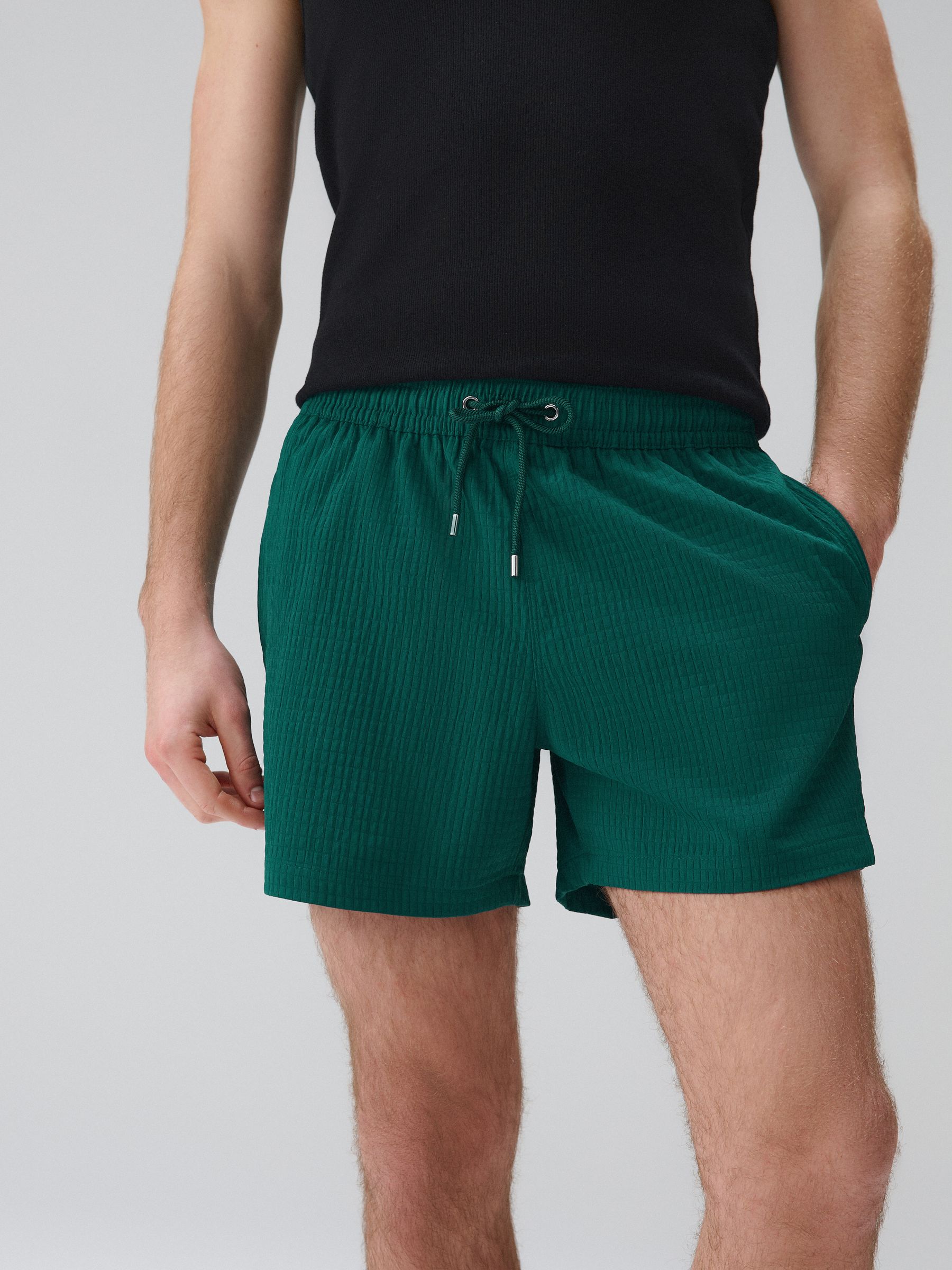 Buy Tennis Green Waffle Texture 5 Inch Swim Shorts from Next Netherlands