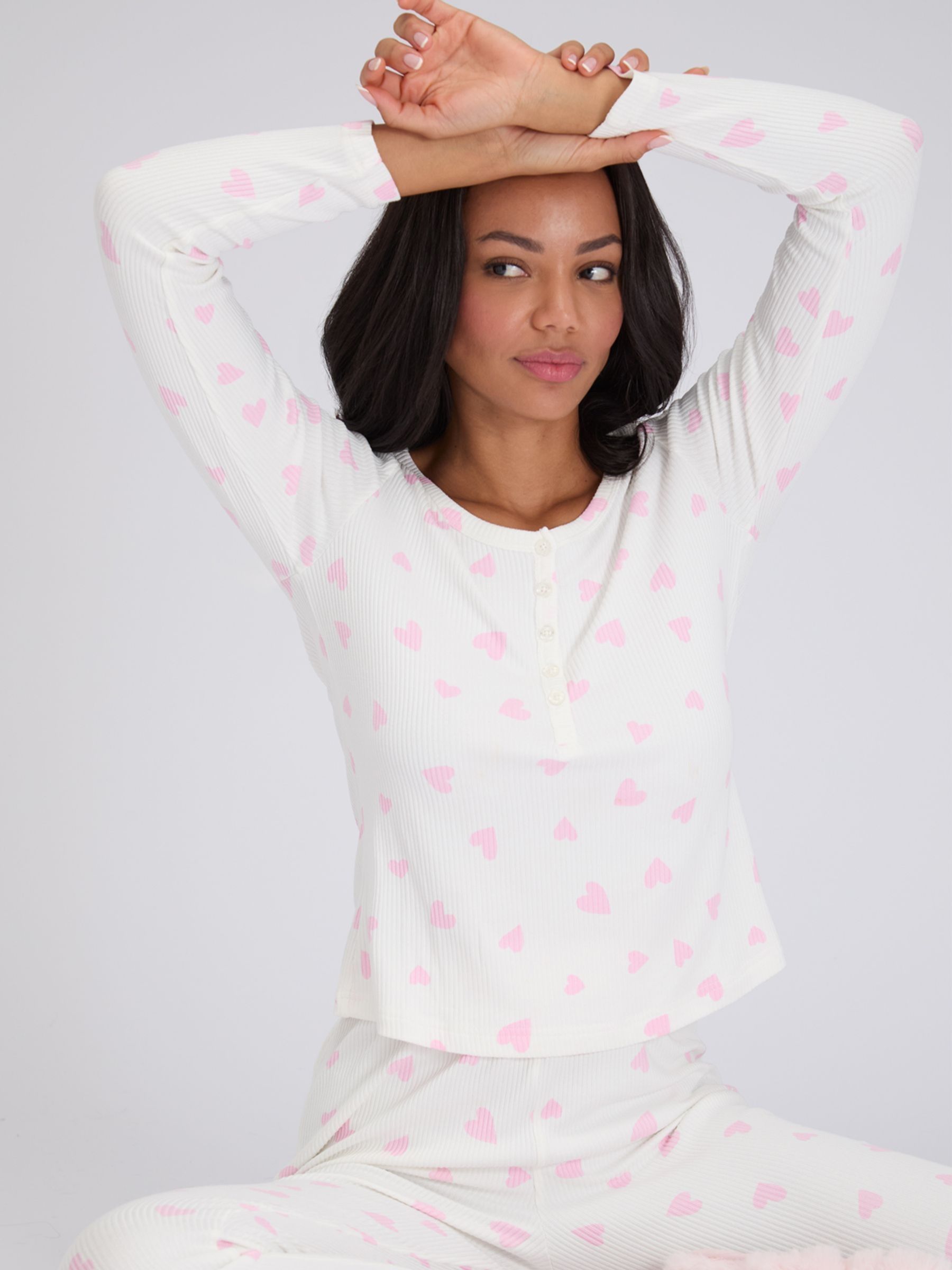 Buy Boux Avenue White Heart Rib Henley Pyjamas Set from the Next UK ...