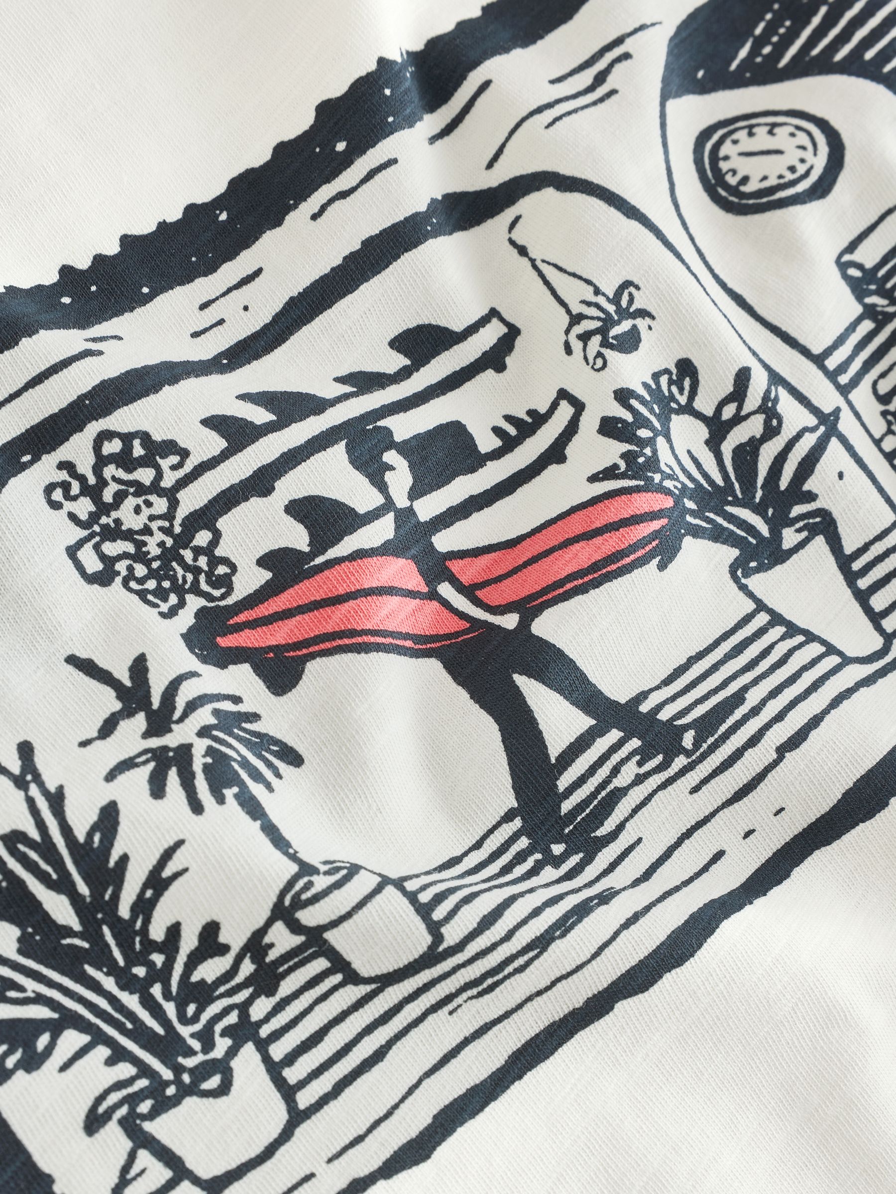 Buy White Beach Graphic - Relaxed Fit - Graphic Print Slub T-Shirt from ...