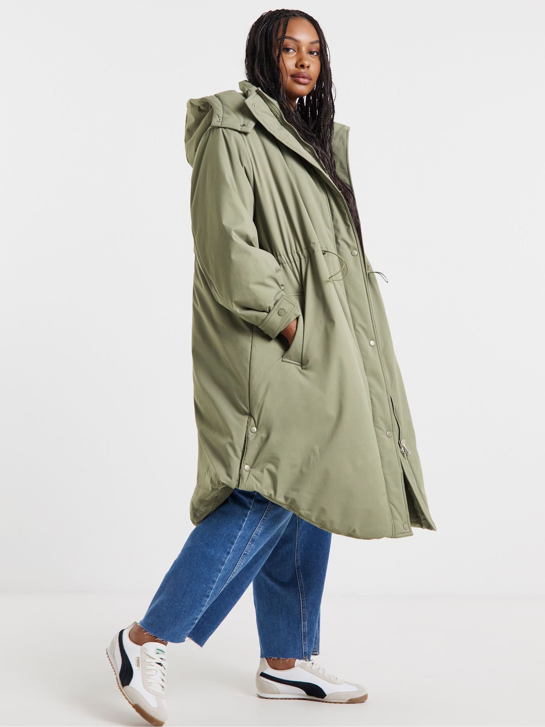 Buy Simply Be Green Flat Padded Parka With Borg Lining from the Next UK ...
