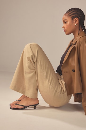Buy Black Signature Leather Toe Post Heeled Mules from the Next UK ...
