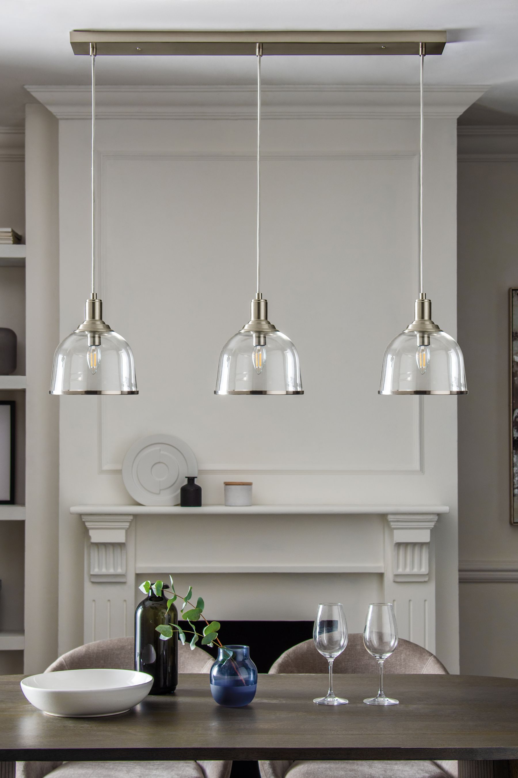 Buy Brushed Chrome Gloucester 3 Light Pendant Ceiling Light from the ...