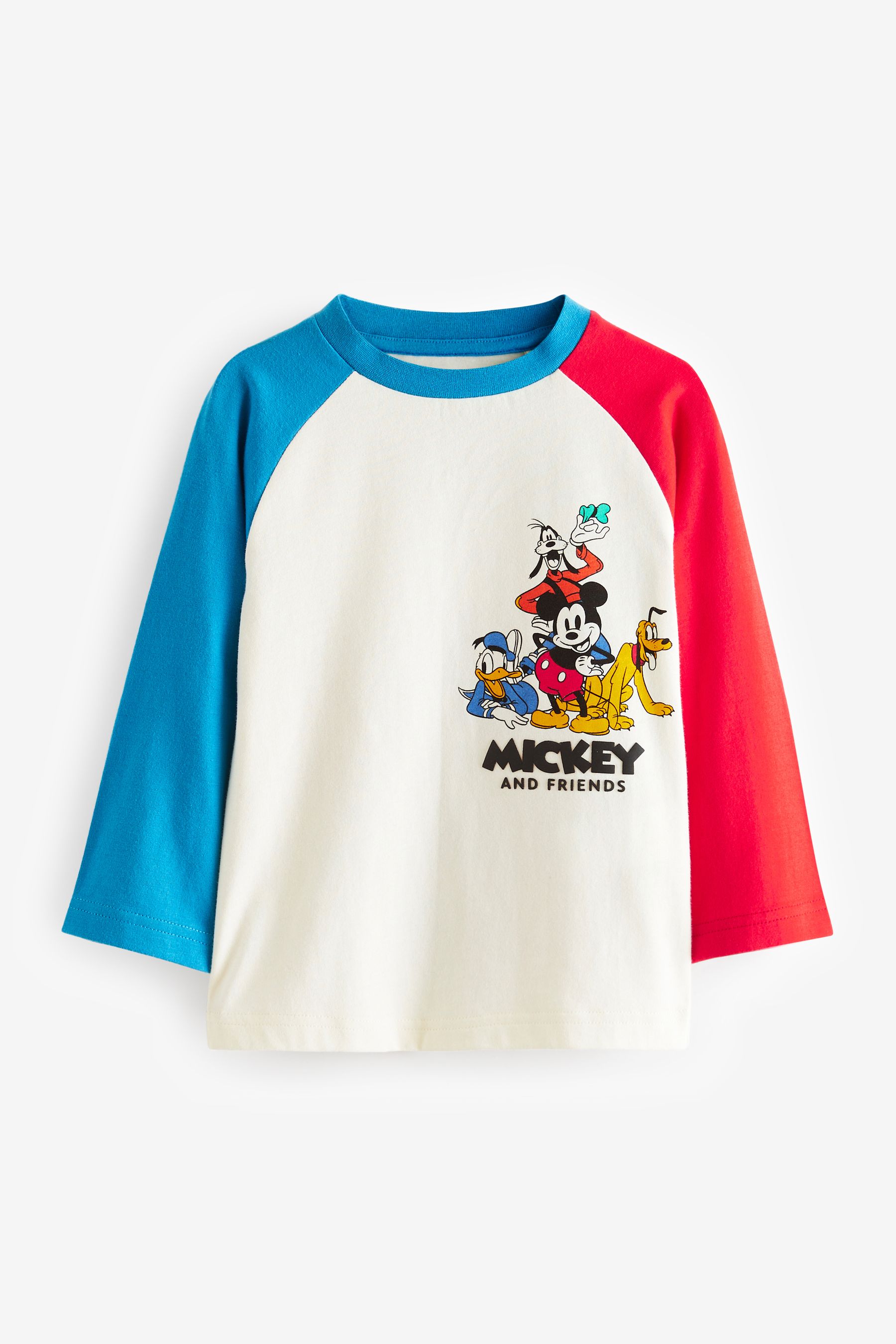 Buy Red/Blue - 100% Cotton Mickey Mouse Long Sleeve T-Shirt (3mths-8yrs ...