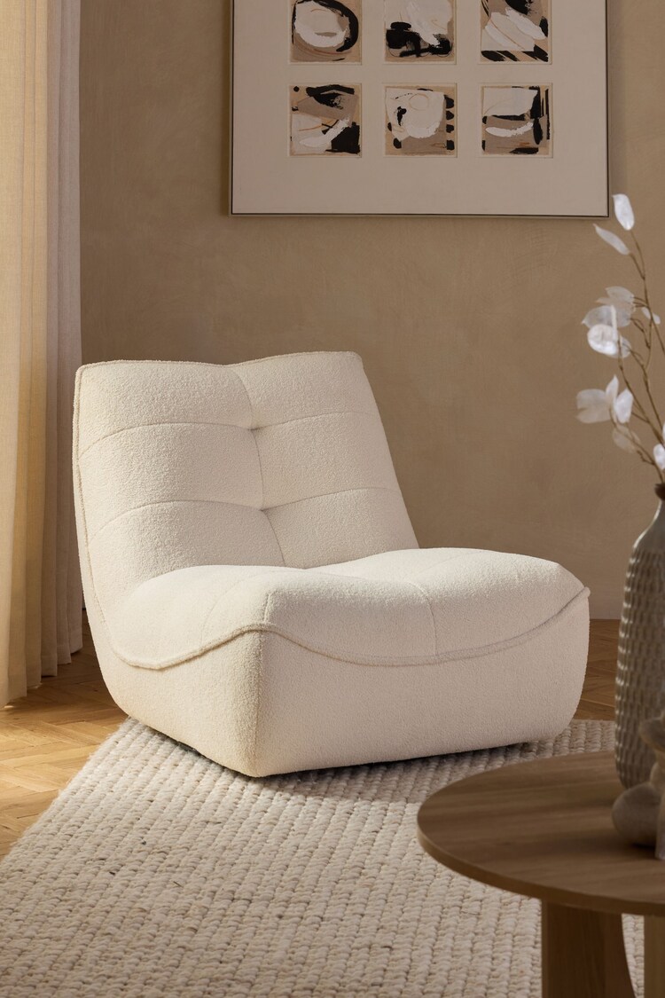 Buy Soft Cosy Boucle Ivory Natural Lucca Swivel Pillow Accent Chair ...