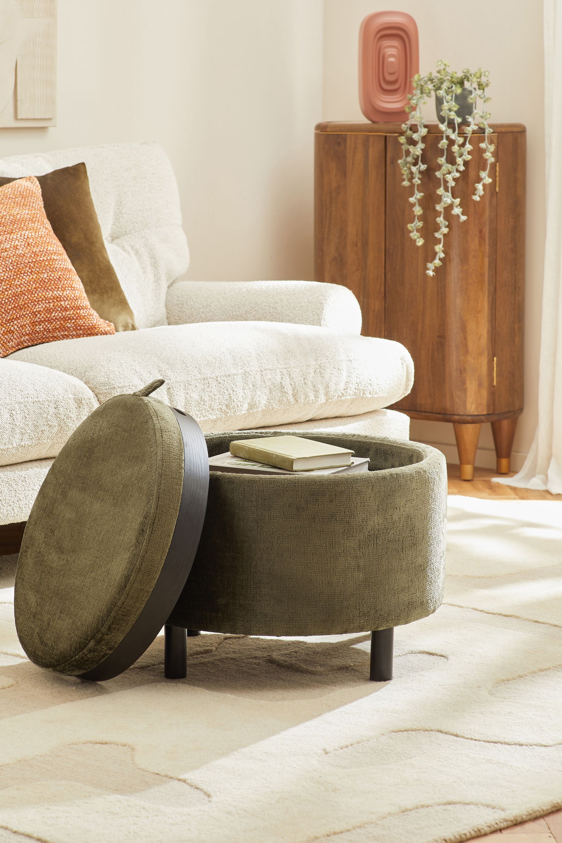 Buy Plush Chenille Moss Green Ashton Storage Stool from the Next UK ...