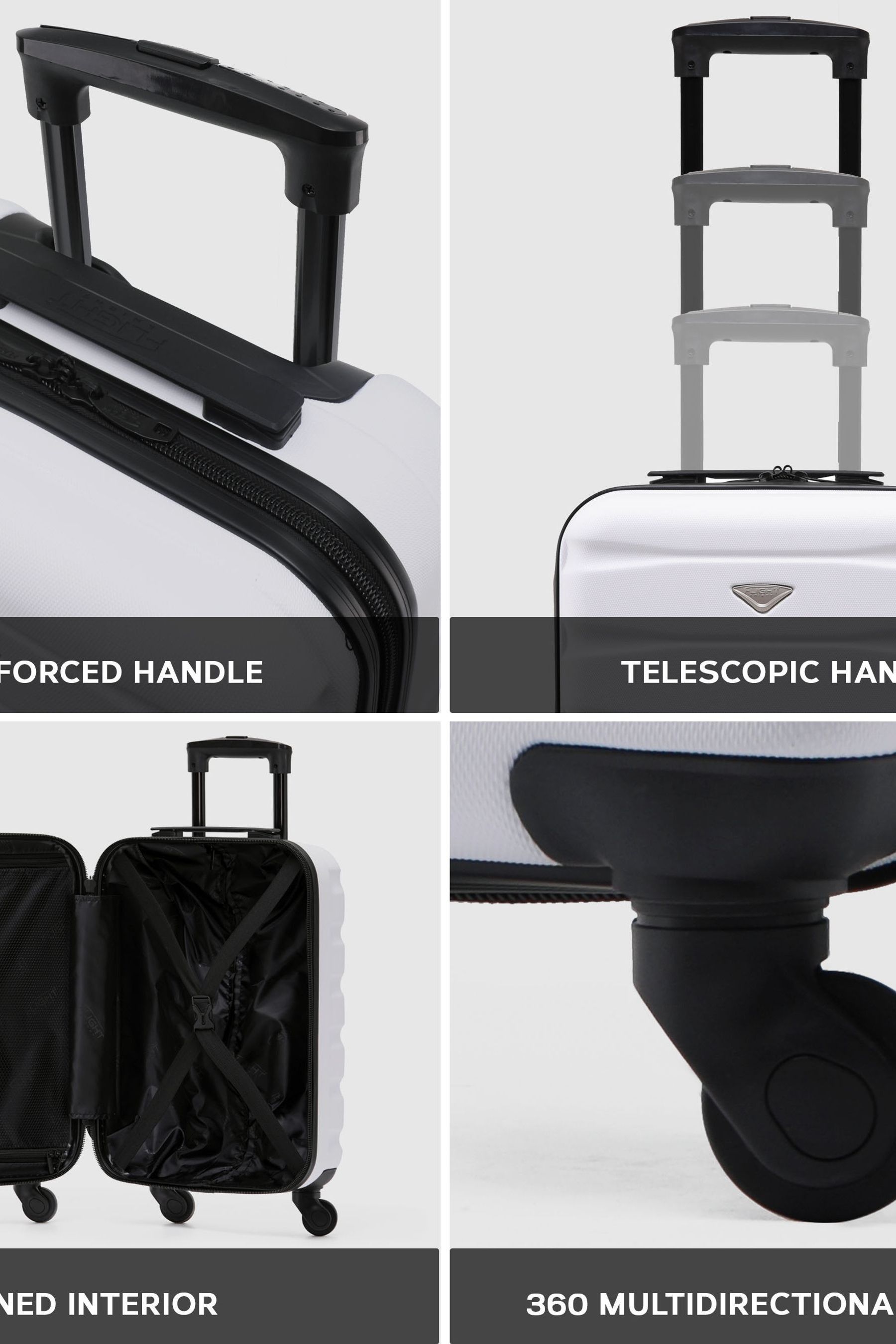 Buy Flight Knight Black Set of 3 Hardcase Large Check in Suitcases and ...