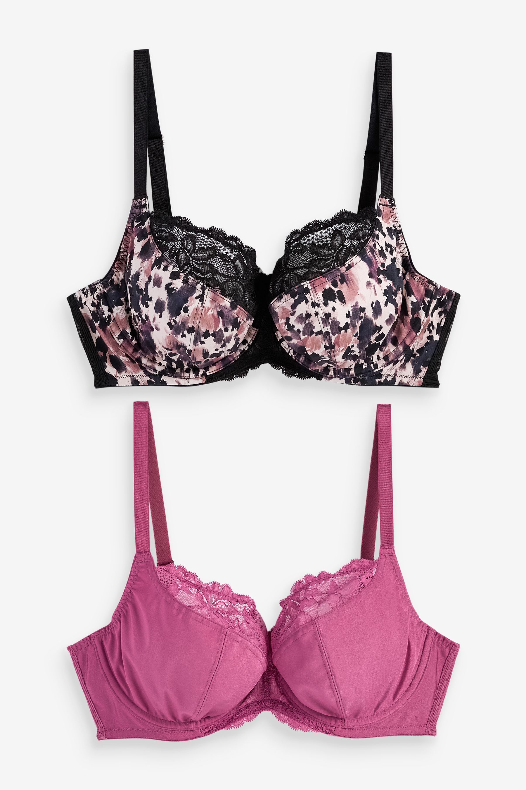 Buy Animal Print/Rose Pink 2 Pack DD+ Non Pad Wired Full Cup Microfibre ...
