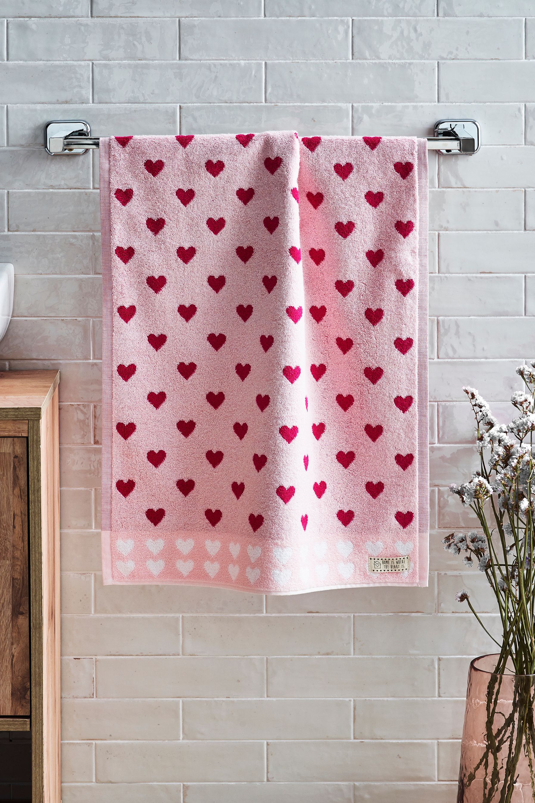 Buy Pink Hearts 100% Cotton Towel from the Next UK online shop