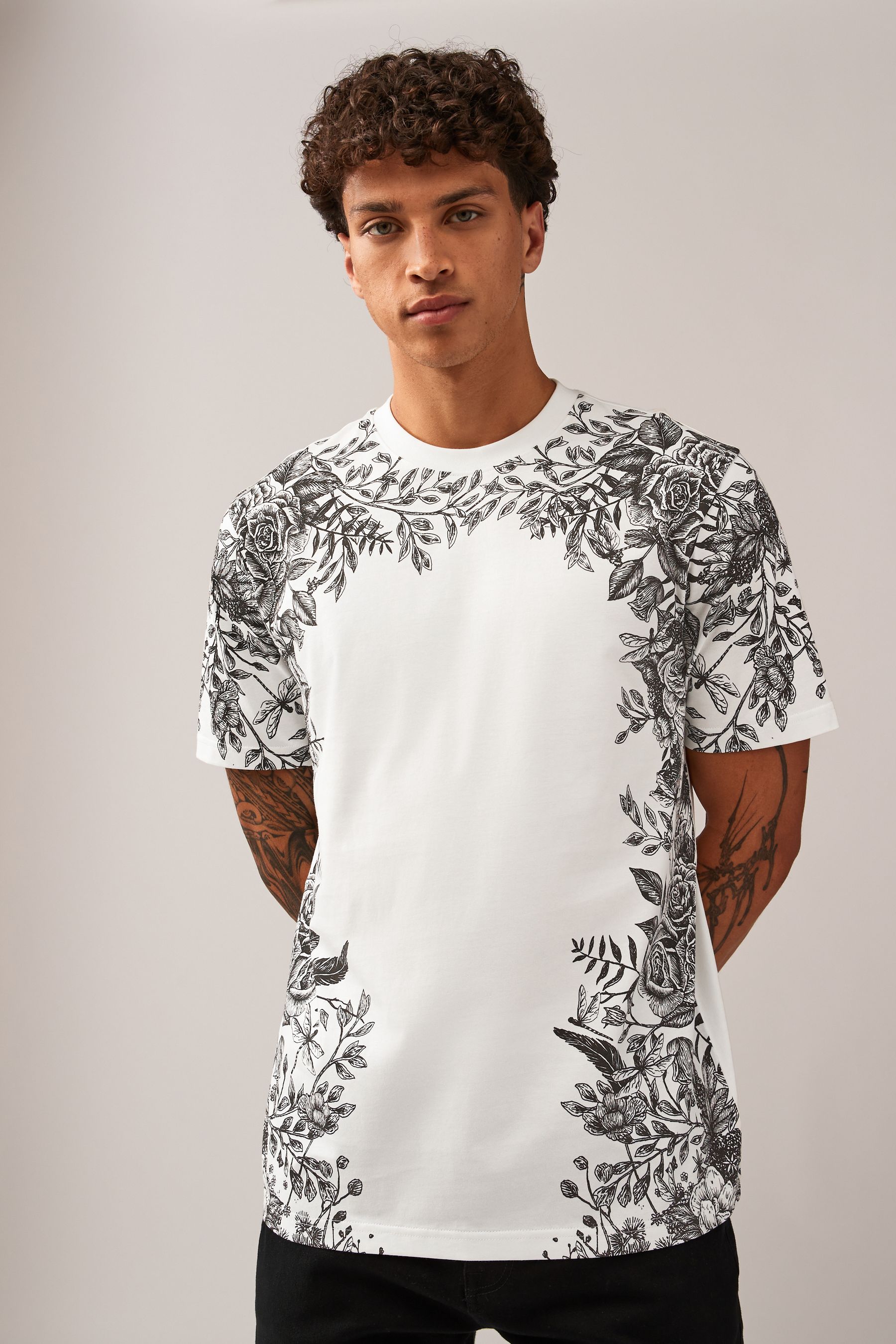 Buy White/Black/Khaki 100% Cotton Graphic Print T-Shirts 3 Pack from ...