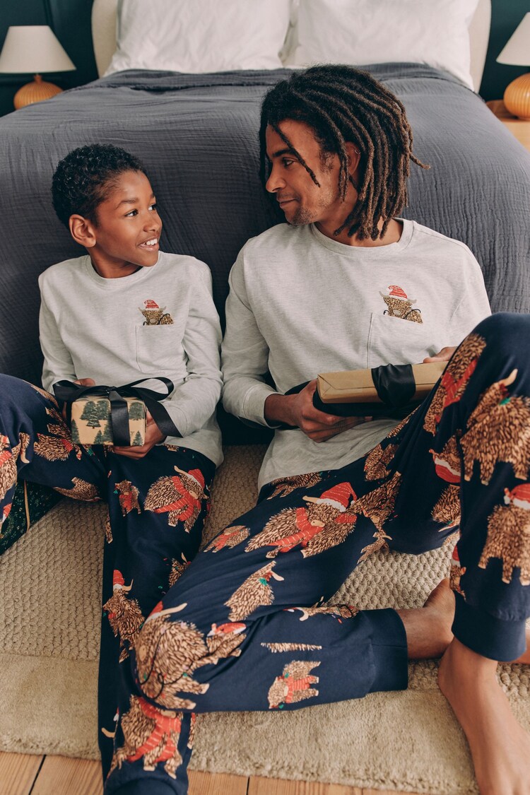 Buy Grey/Navy Blue Mens Matching Family Christmas Hamish The Highland ...