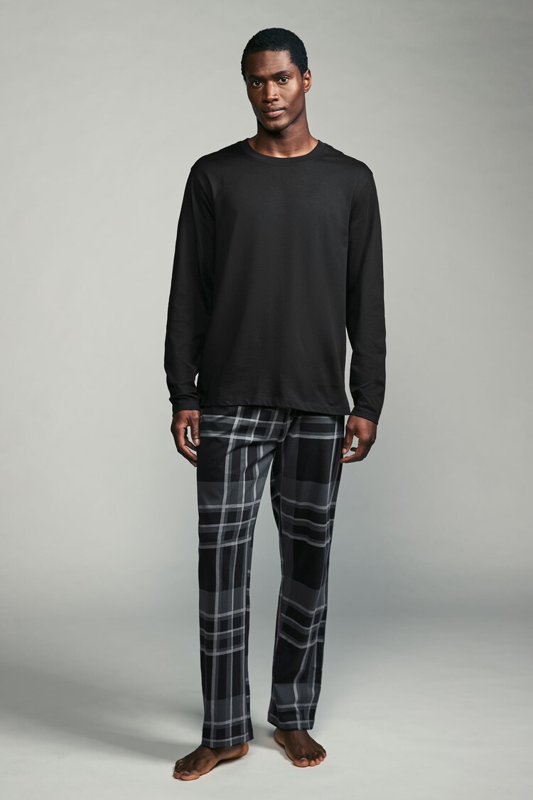 Buy Black/Grey Check - Long Sleeve Pyjamas Set from Next Ukraine