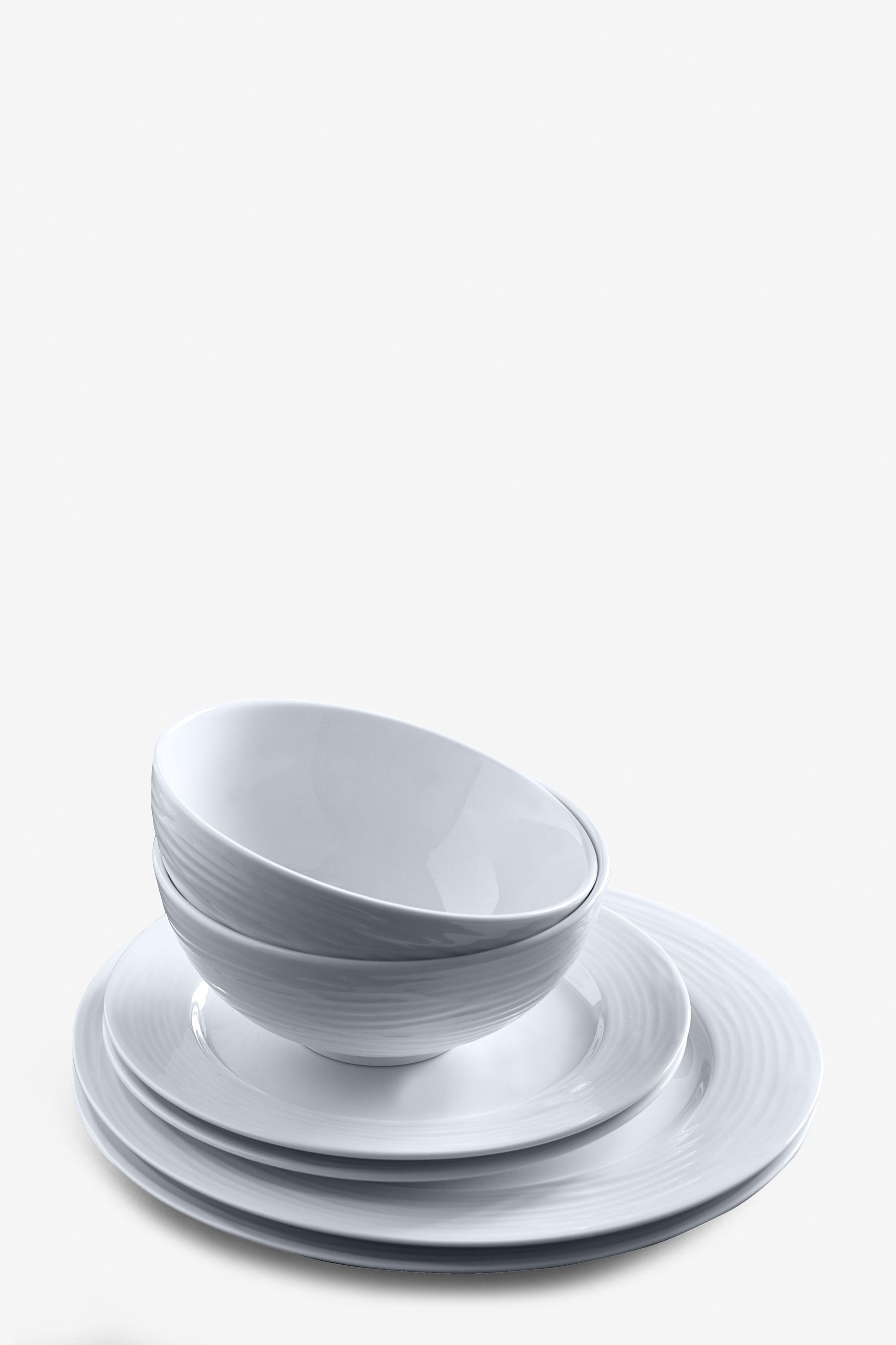Buy White 12 Piece Malvern Embossed Dinner Set from the Next UK online shop
