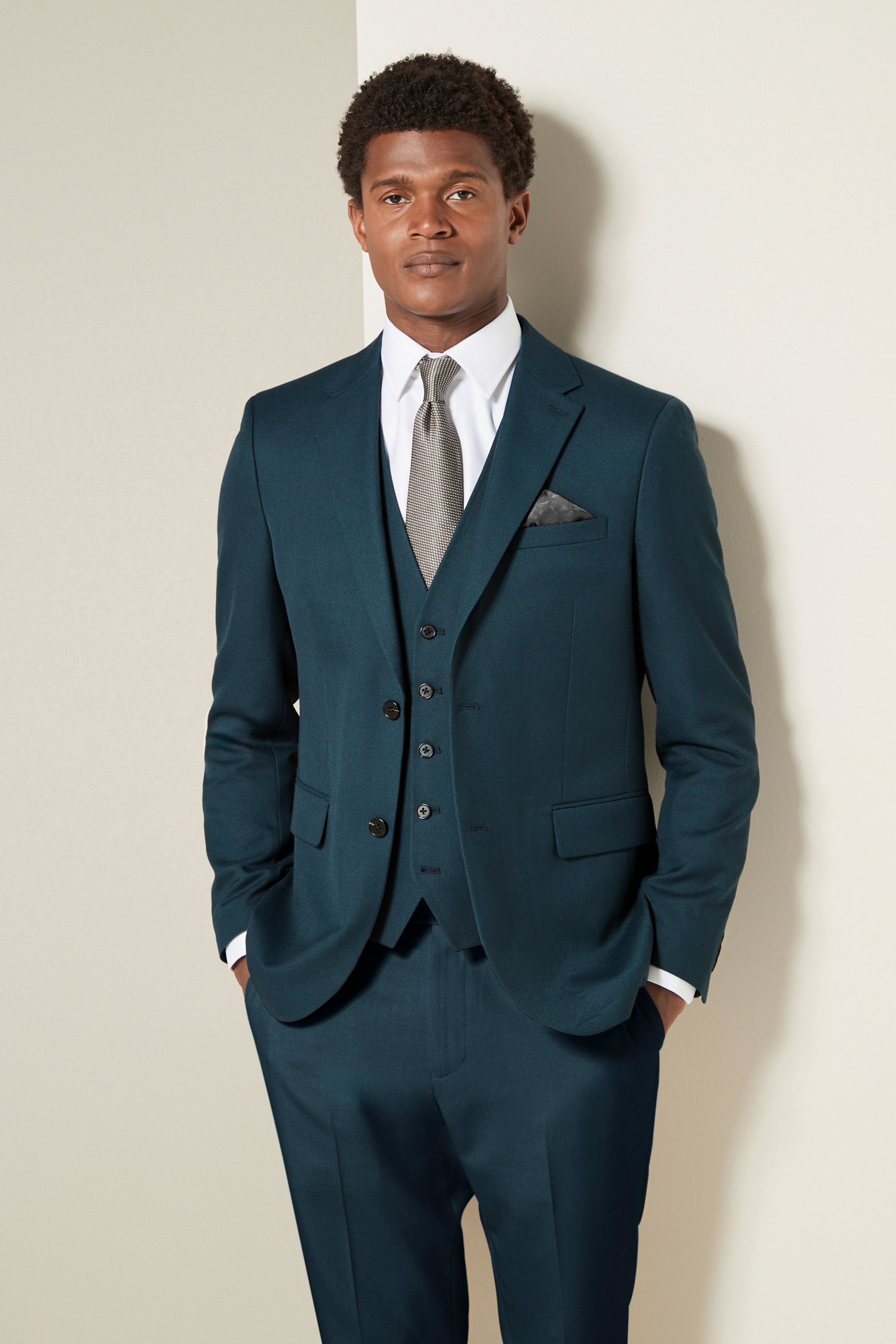 Buy Teal Blue Slim Fit Textured Suit Jacket from the Next UK online shop